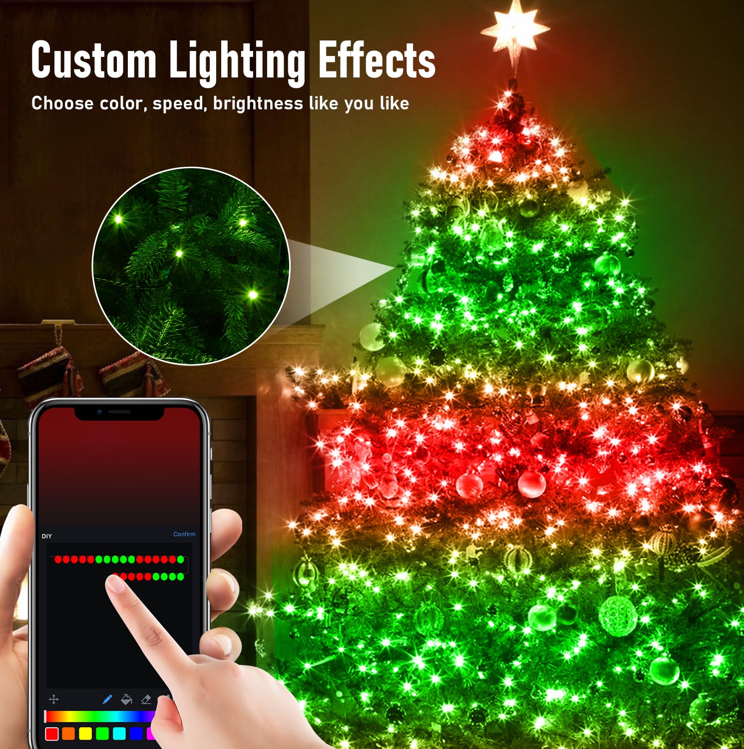 Snapklik.com : Smart Outdoor Christmas Lights, 164FT 500 LED Custom ...