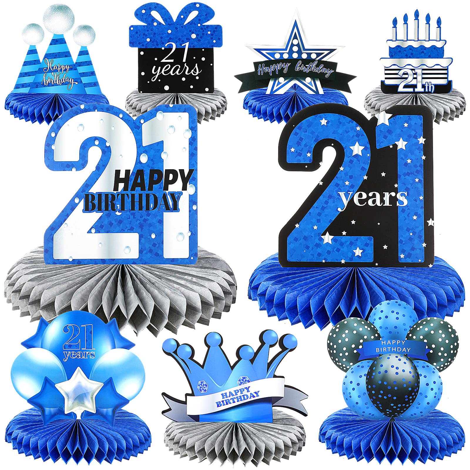 9 Pieces 21st Birthday Decorations For Him Boys Blue Happy | Desertcart ...