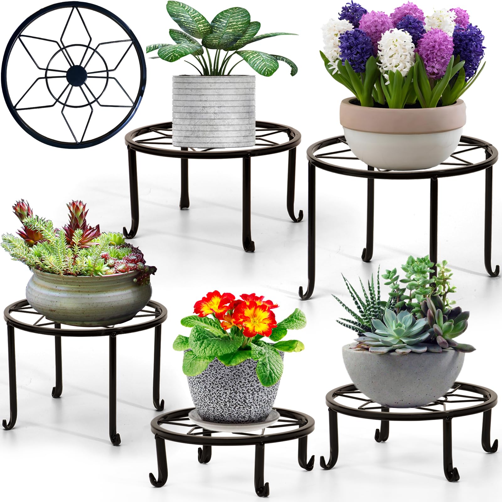 Amazon.com : Santentre 5 Pack Metal Plant Stands Outdoor Indoor,Heavy ...