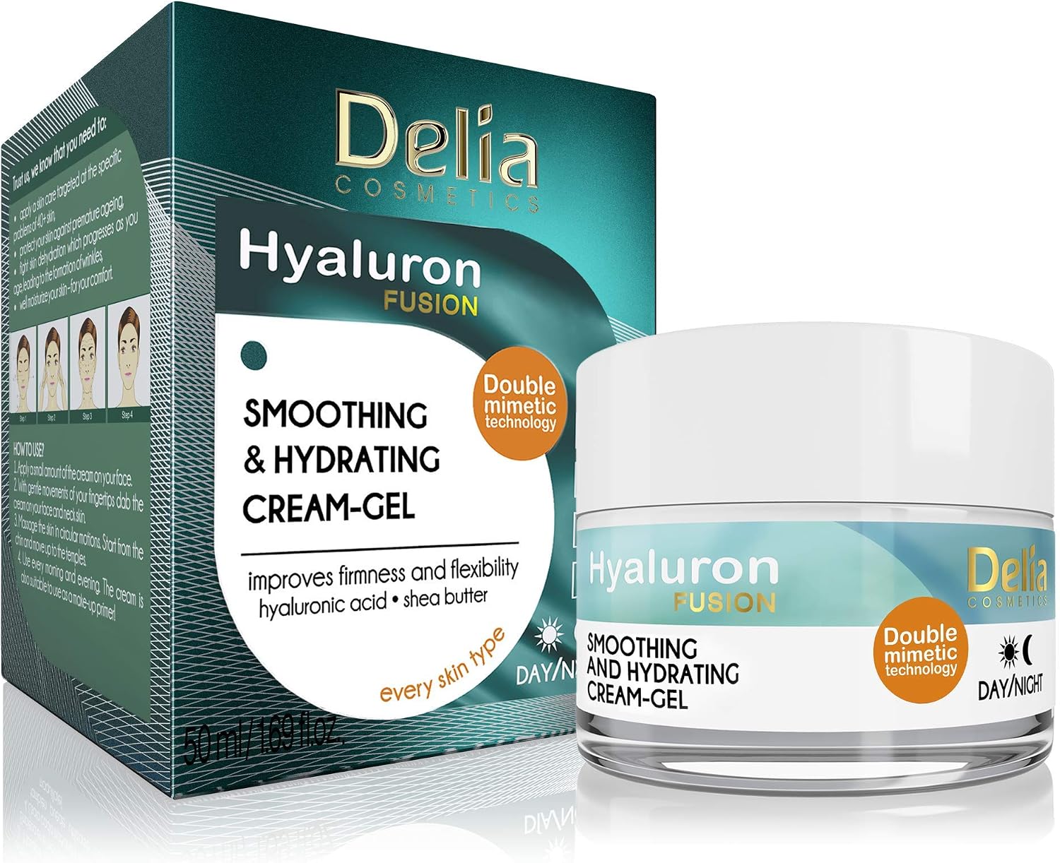 Delia Cosmetics - Hyaluron Fusion - Day & Night Cream Gel - Smoothing ...