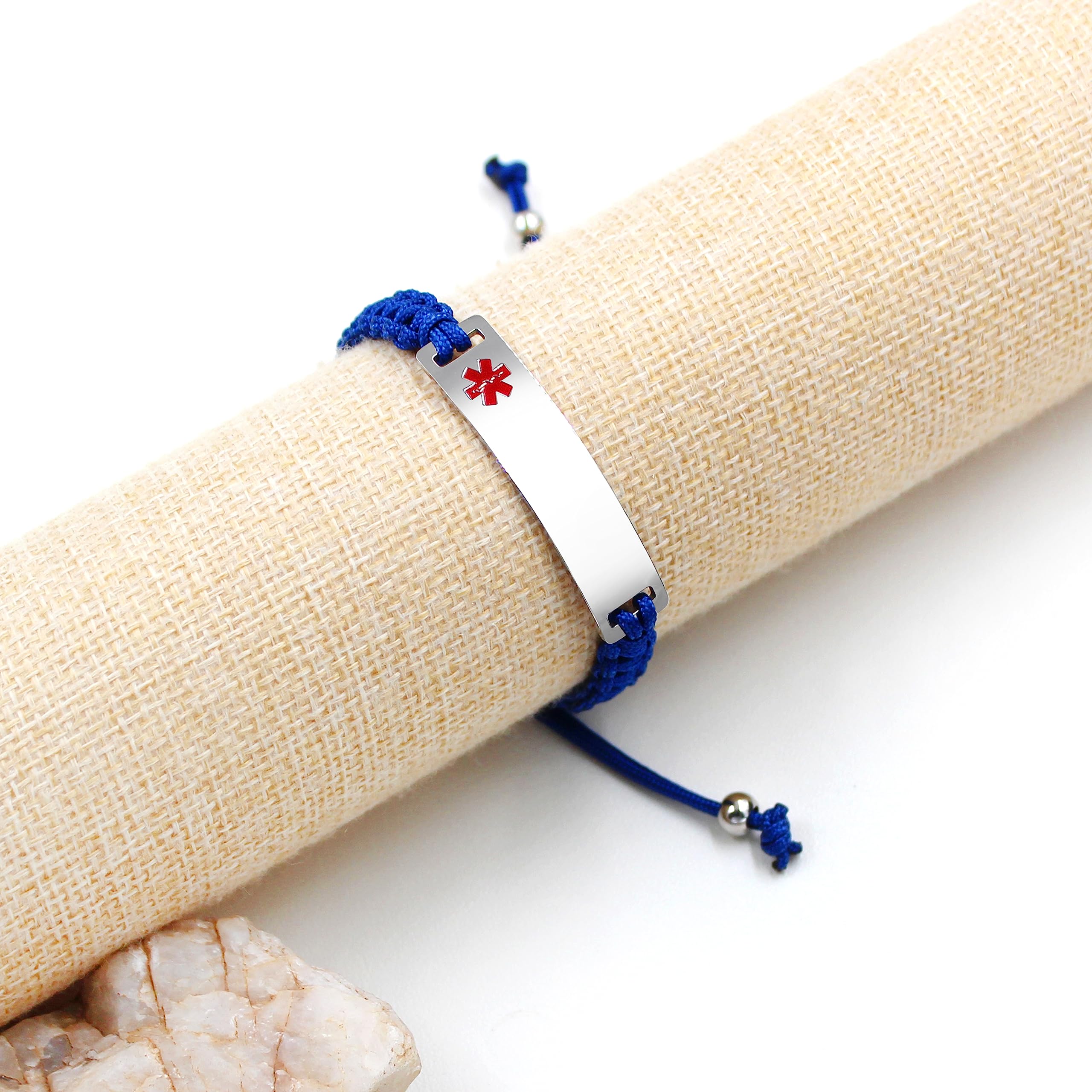 Snapklik.com : Blue Medical Alert ID Bracelet Custom Laser Engraved ...