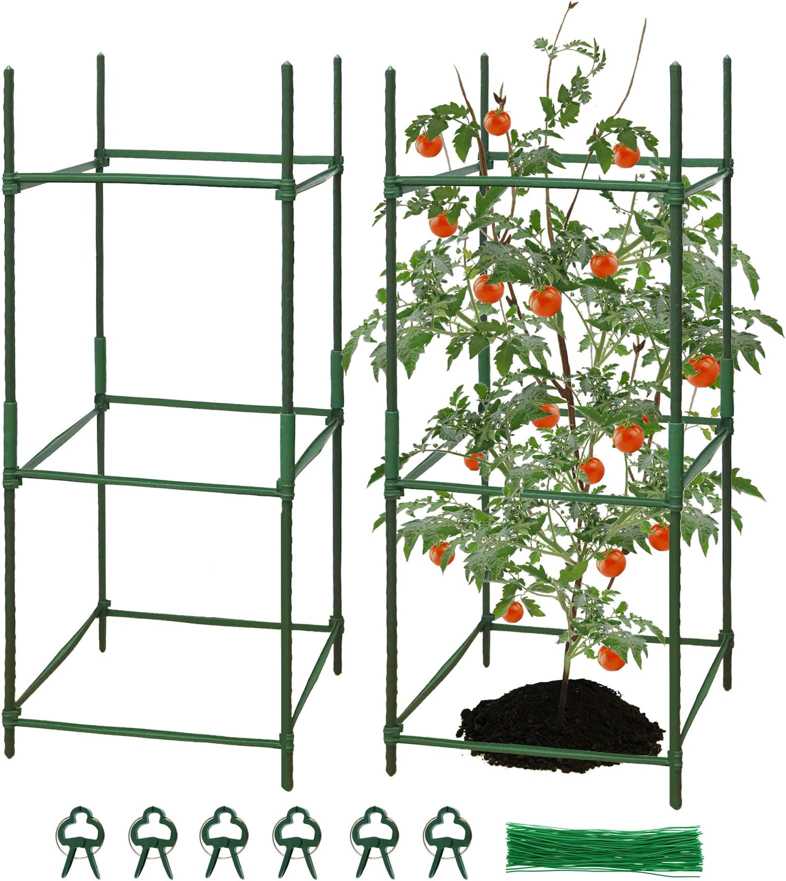 Amazon.com : Meiwlong 32inch Tomato Cage Vegetable Trellis Assembled ...