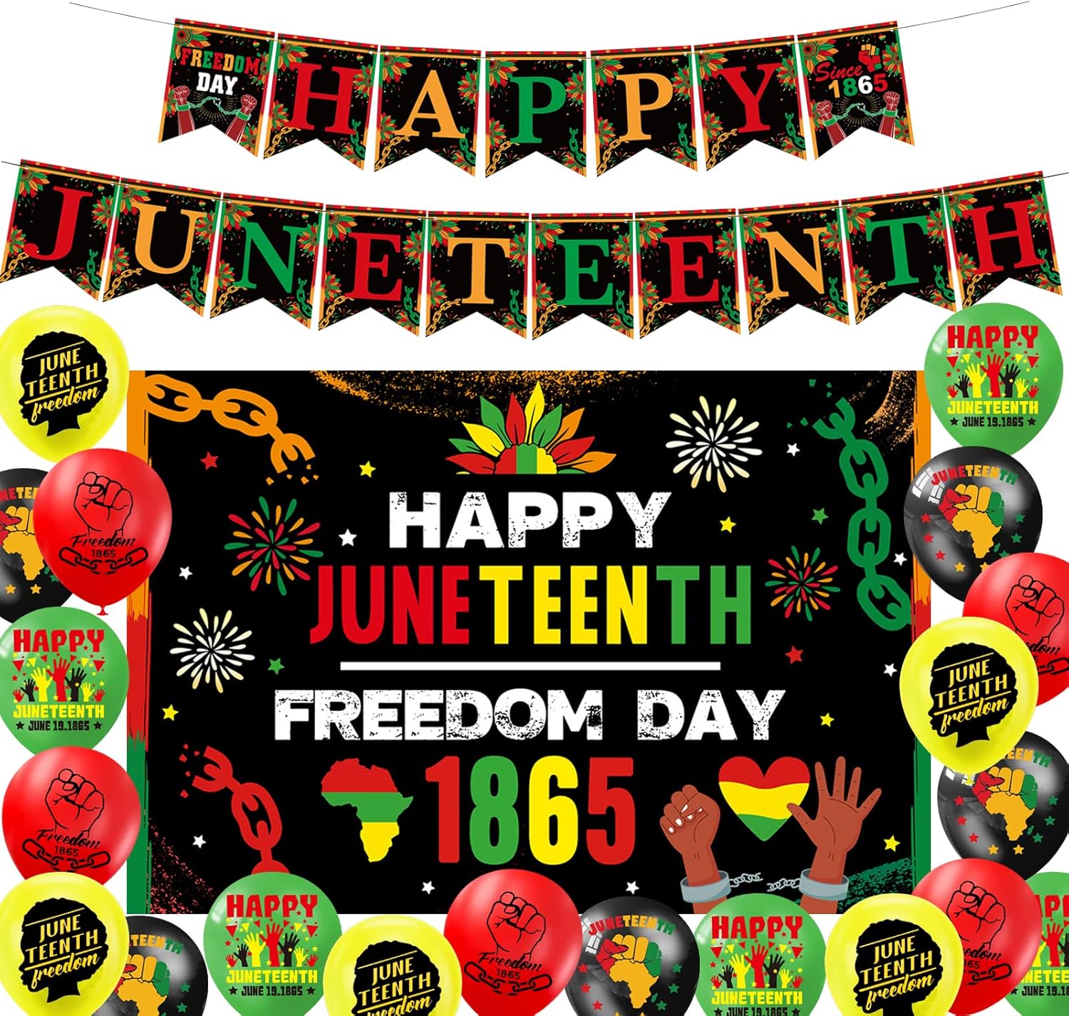 Amazon.com: Juneteenth Day Party Decorations Happy Juneteenth Day ...