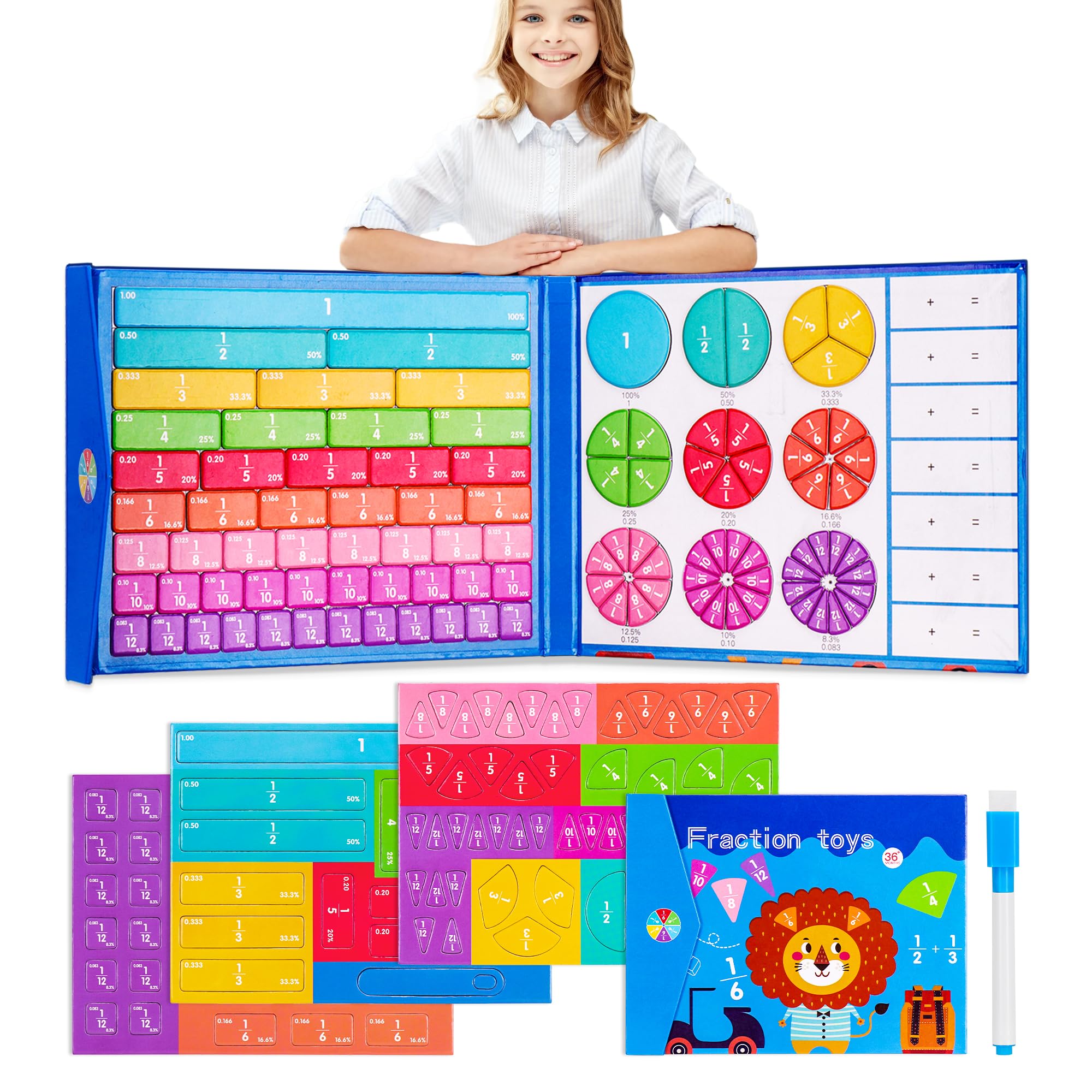 Meetory Magnetic Fraction Book, Magnetic Math Manipulatives Fractions ...