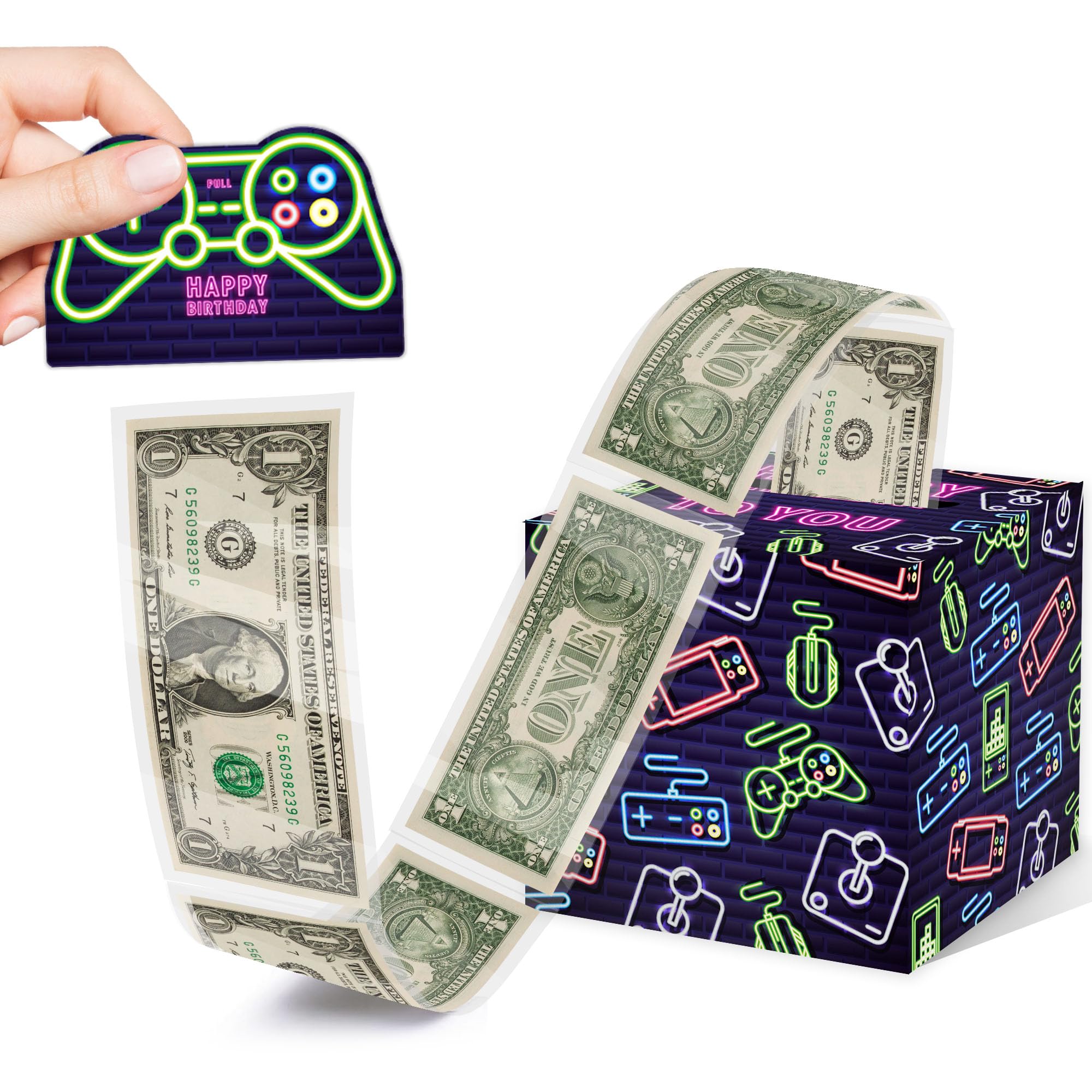 Amazon.com : Neon Surprise Money Box Gift Pull for Game Lover- Happy ...