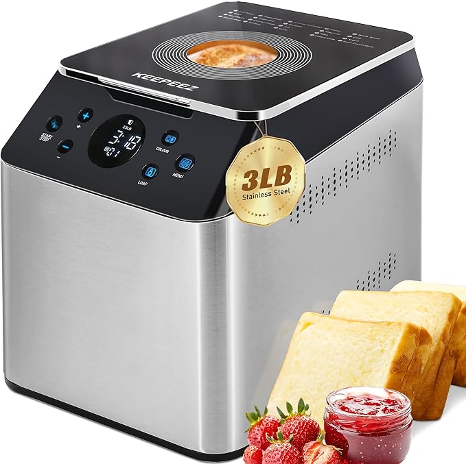 Amazon.com: 3LB Larger & 20-in-1 Ultra Quiet Bread Maker Machine, 850W ...