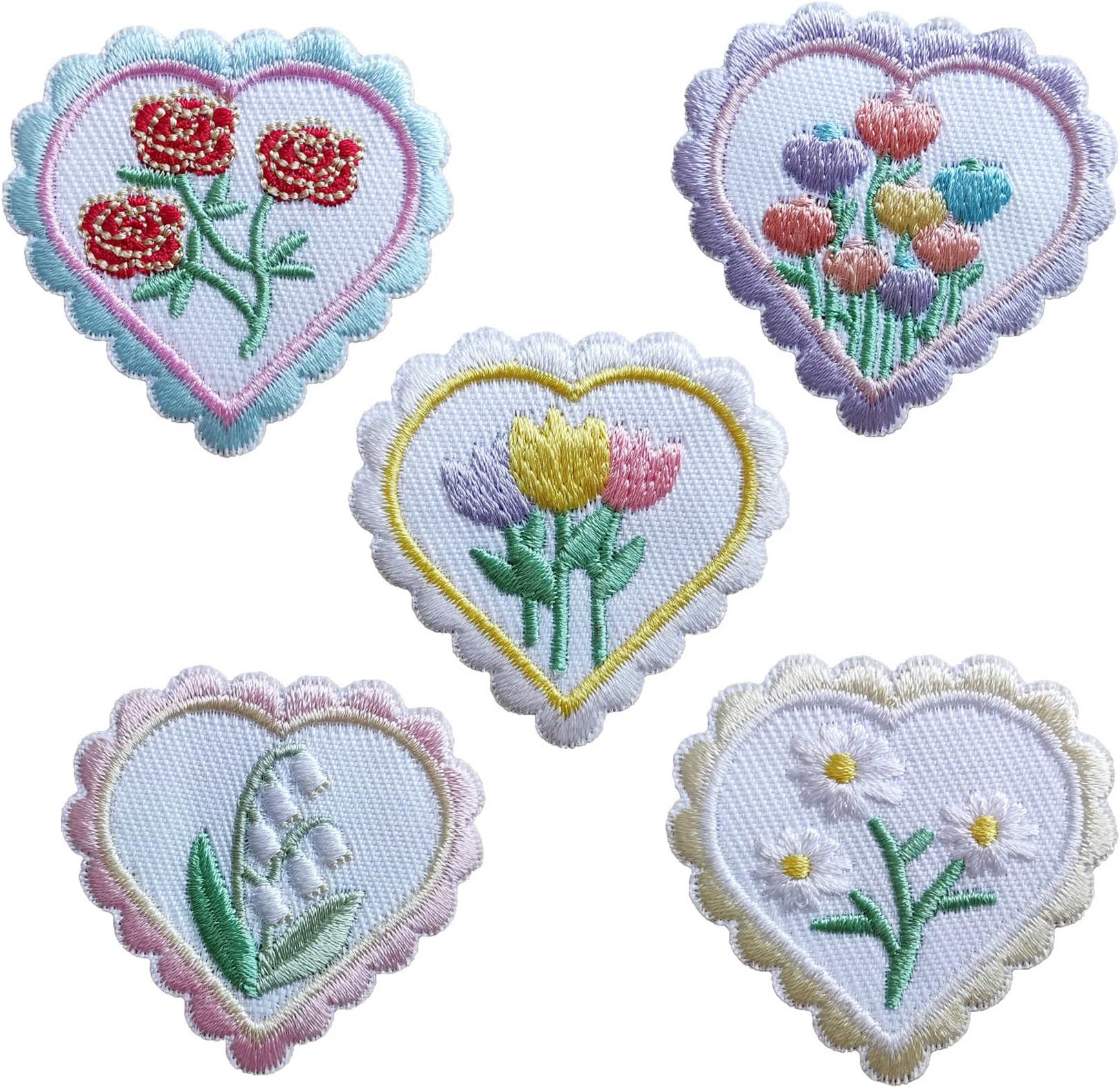 Amazon.com: 3 Pack Flower Stamp Iron On Patches for Backpacks, Hats ...