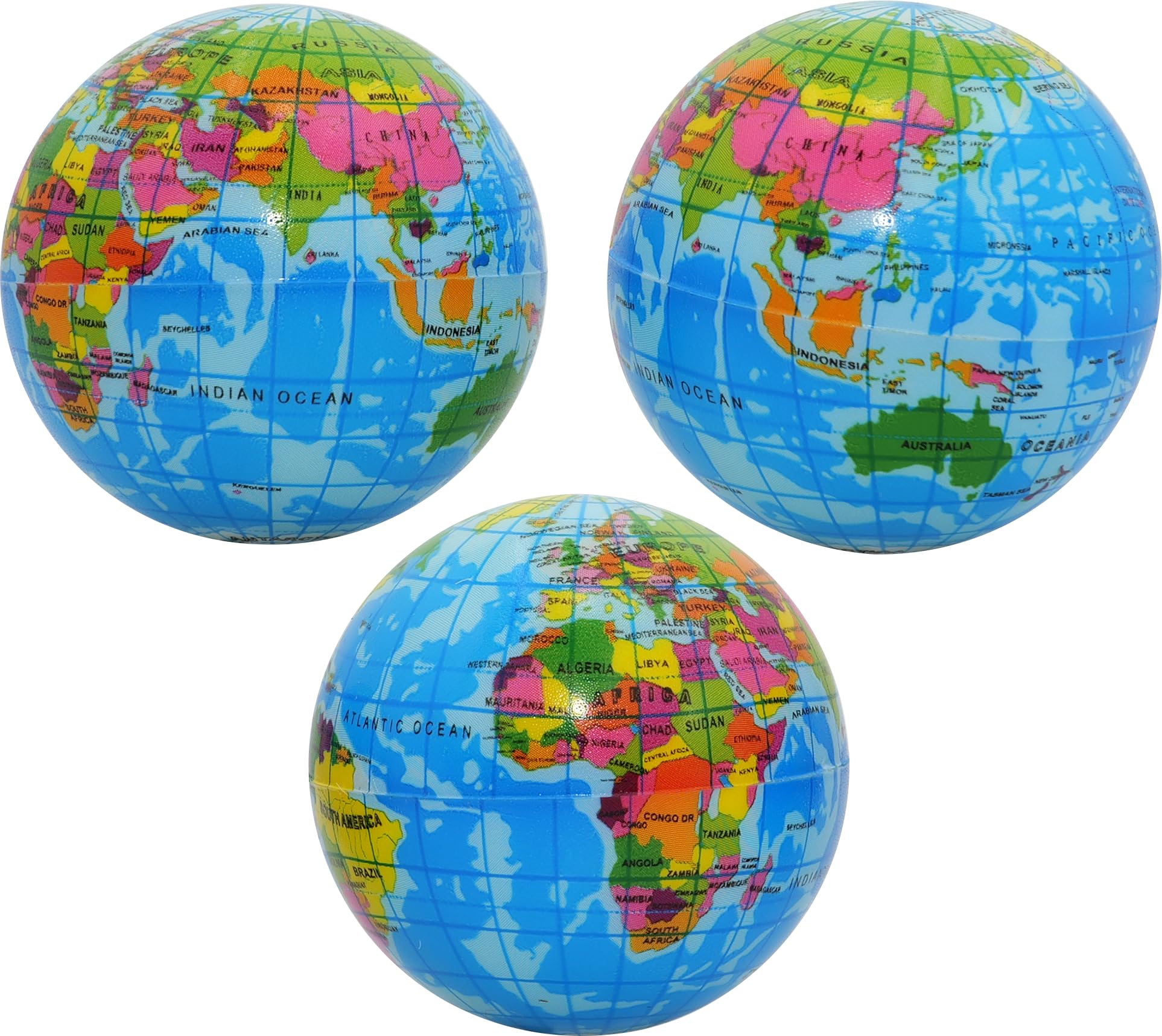 Squeeze Foam Globe Ball Pack of 3 – Lightweight, Planet Earth, Sensory ...