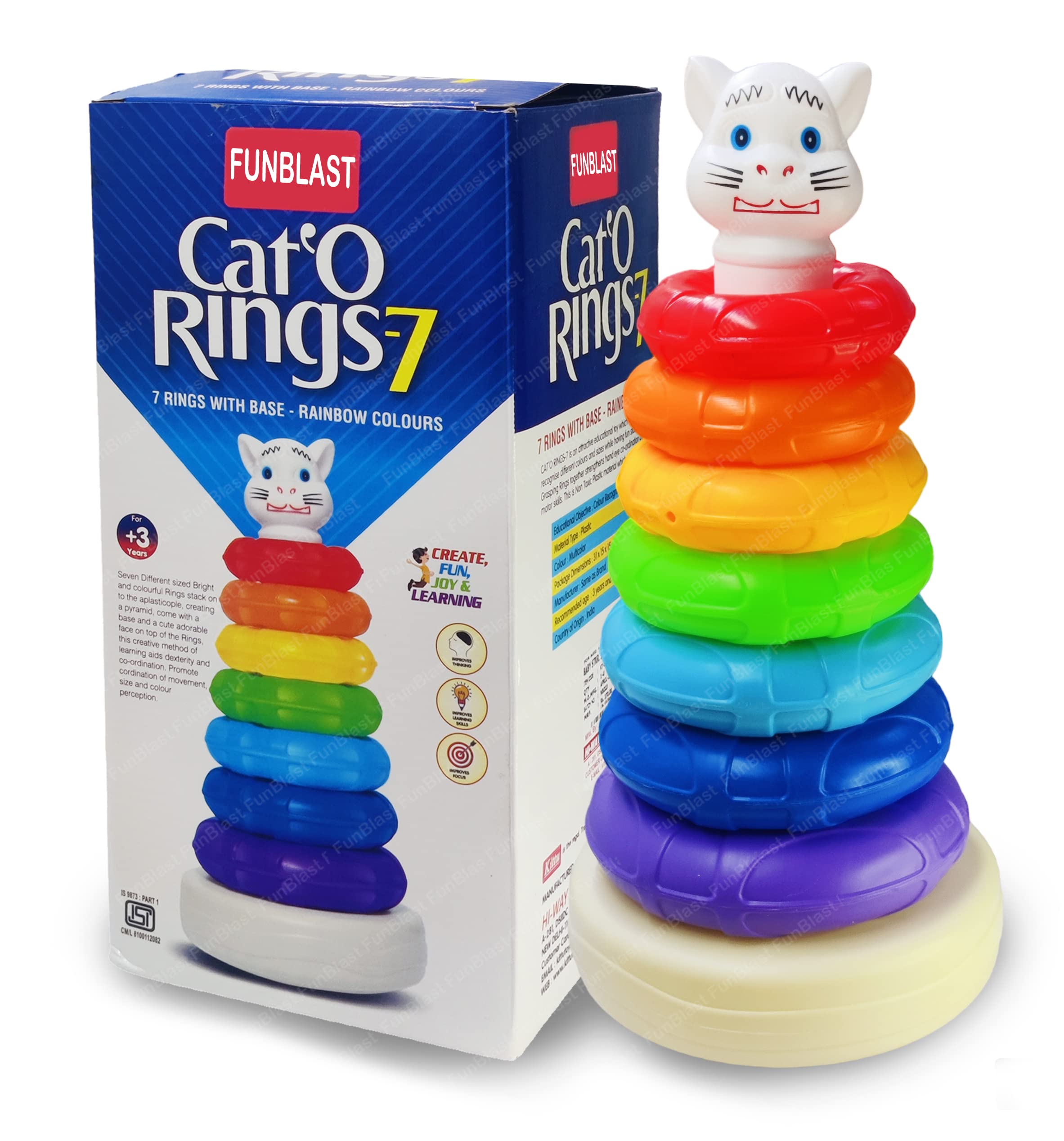 FunBlast Rainbow Stacking Rings Tower Toys - Colorful Rainbow Sorting ...