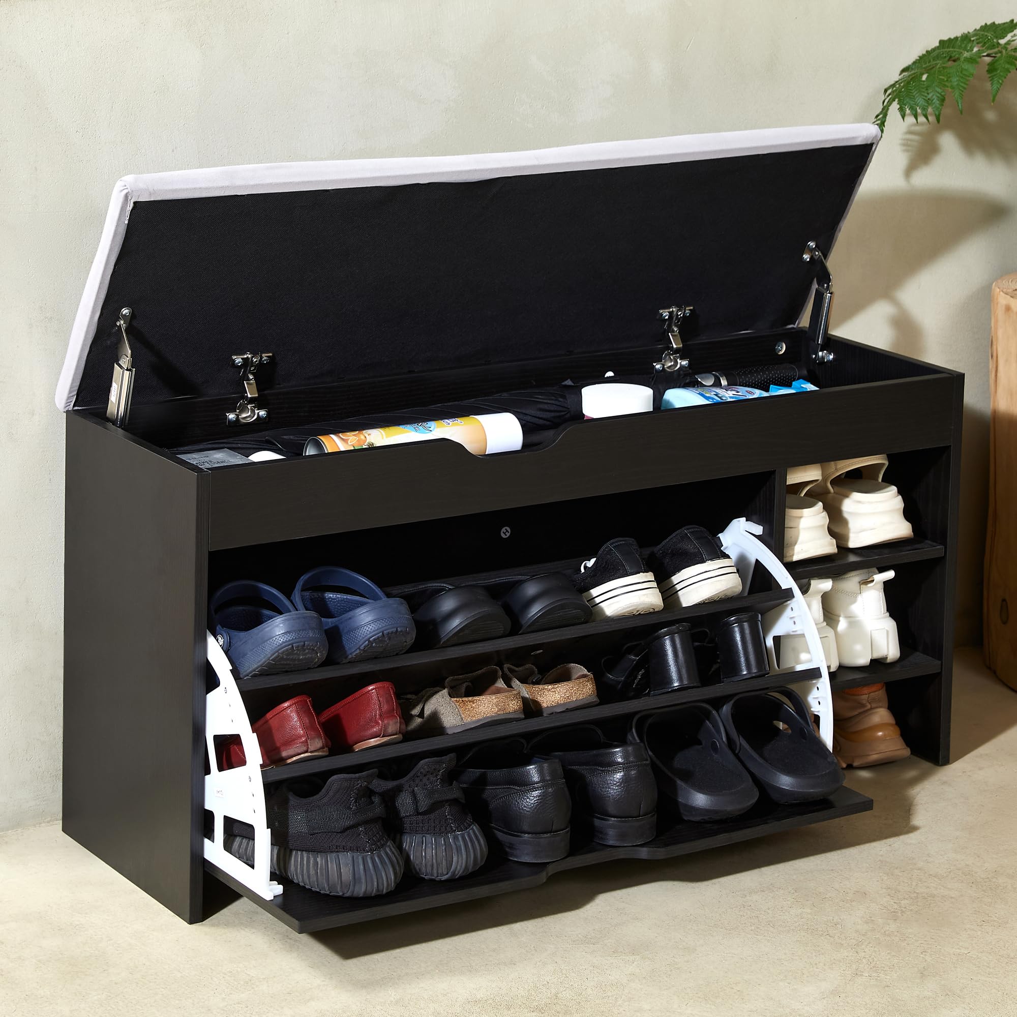 Netstar Shoe Entryway Bench with Cushion, Shoe Storage Bench with Lift ...
