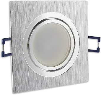 LED recessed Spotlight Square - Silver Brushed 6.5 watts Neutral White ...