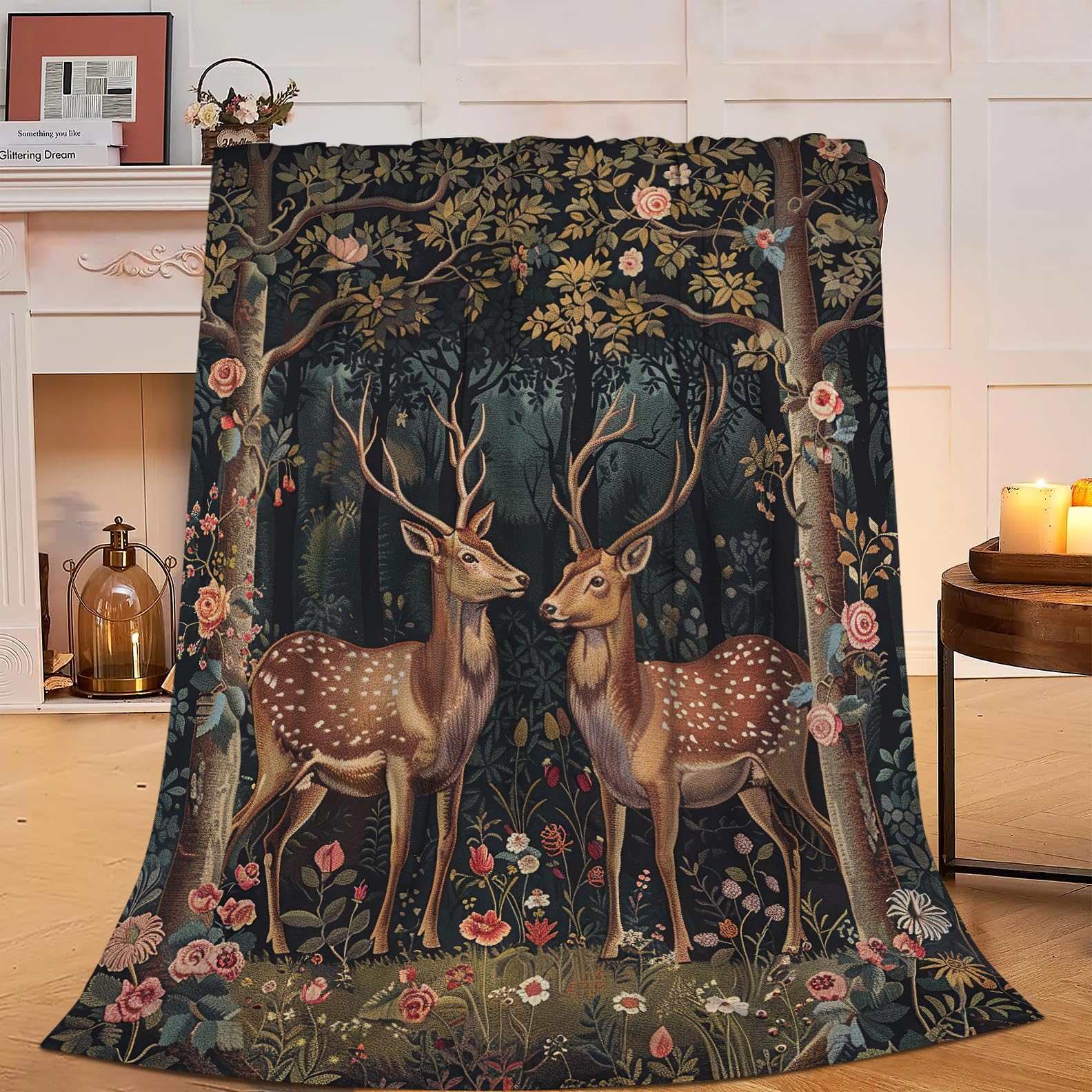 Amazon.com: Rustic Deer Blanket Mid Century Fleece Throw Blanket Fuzzy ...