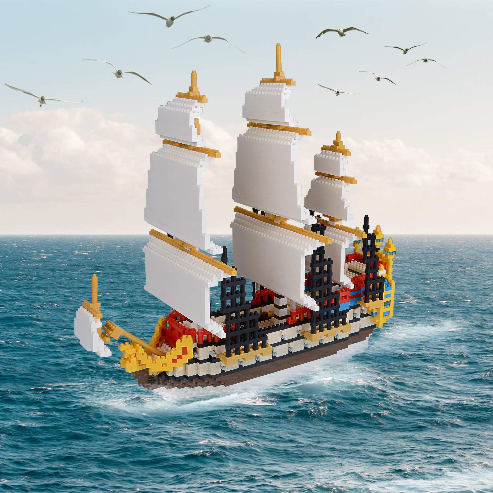 Snapklik.com : Building Blocks Set, Pirates Ship Model Building Blocks ...