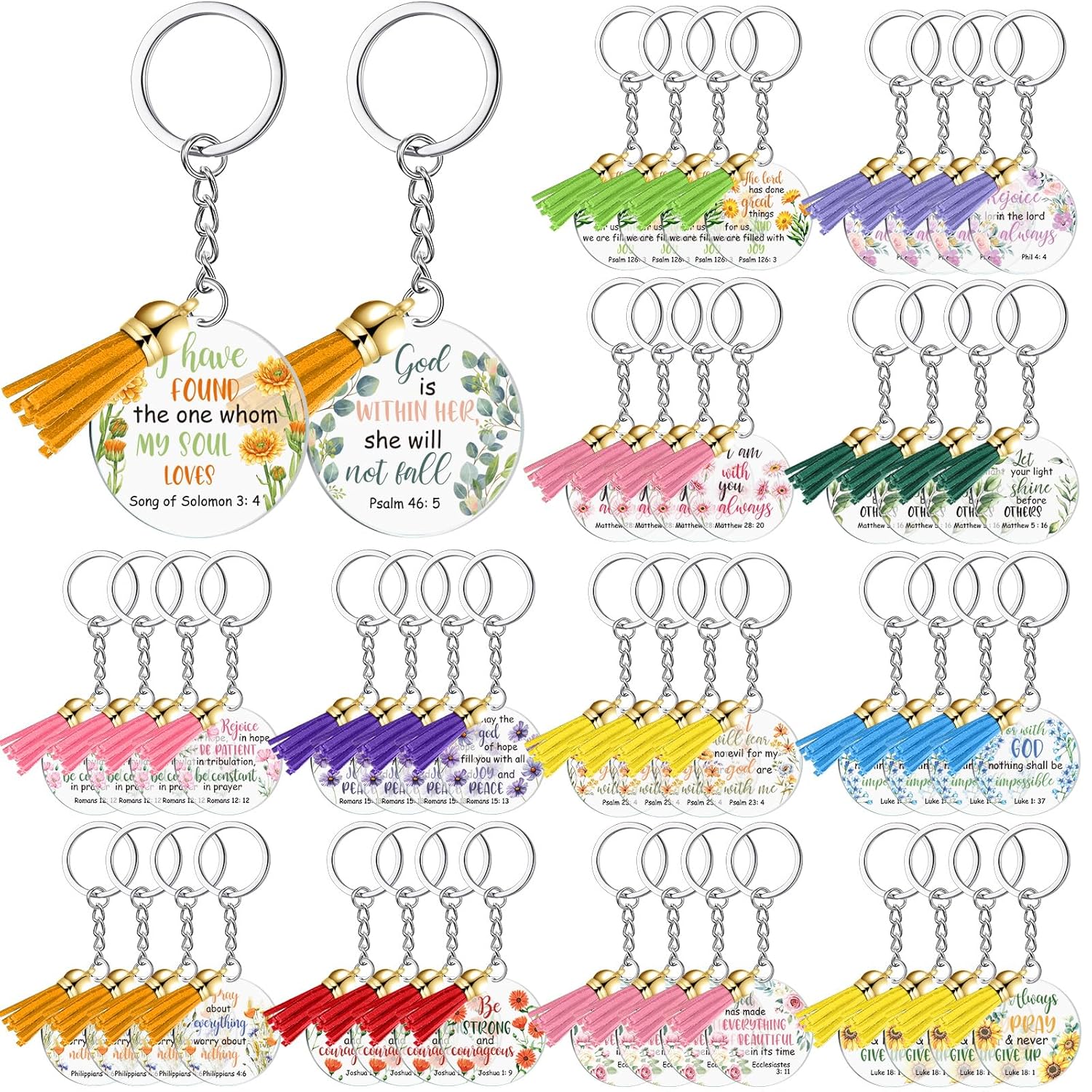 Amazon.com: Remuuly 64 Pcs Inspirational Acrylic Religious Keychain ...
