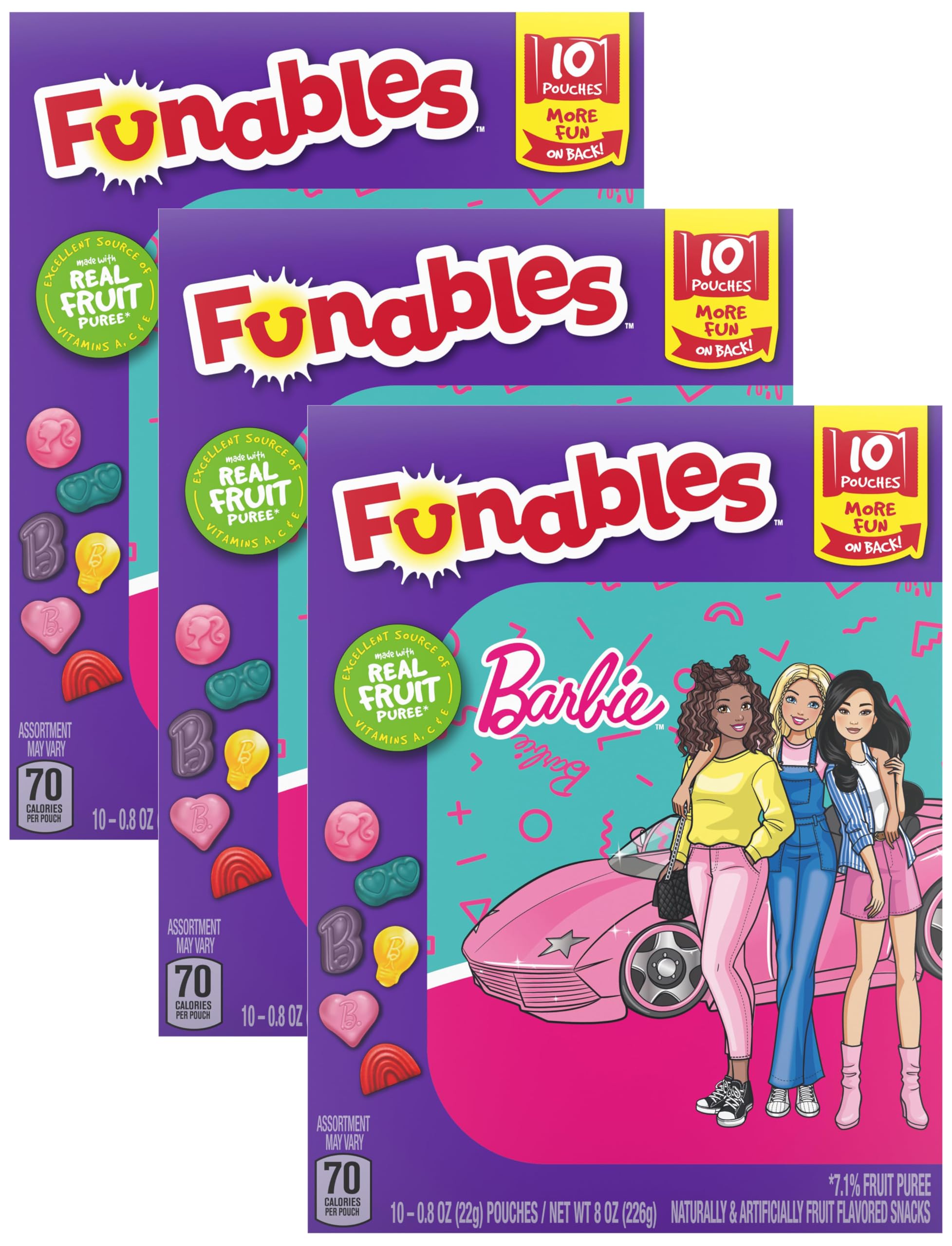 Amazon.com: Funables Fruit Snacks, Barbie Shaped Fruit Flavored Snacks ...