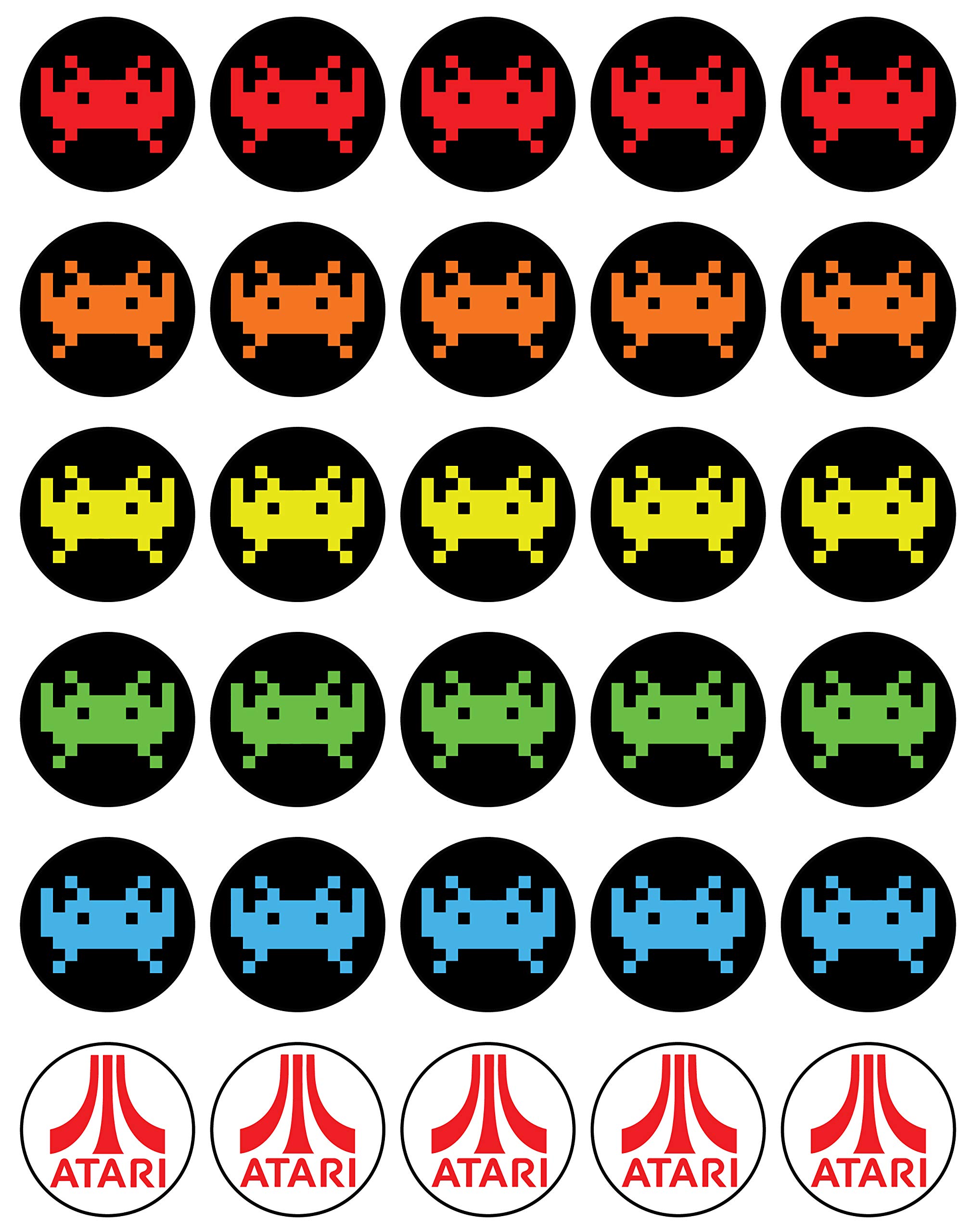 Buy 30 x Edible Cupcake Toppers Themed of Space Invaders Collection of ...