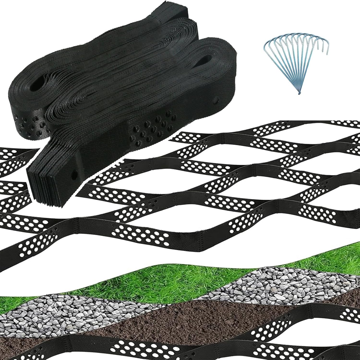 Amazon.com : 3x4 ft, 4" Thick Ground Grid, Gravel Stabilizing Grid ...