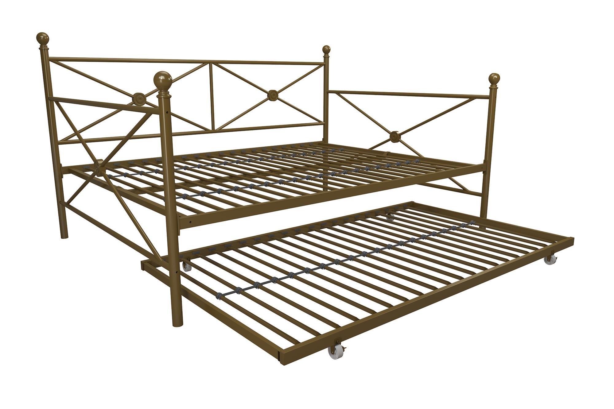 Mainstays Modern Metal Daybed With Trundle, Twin Size Frame, Gold ...