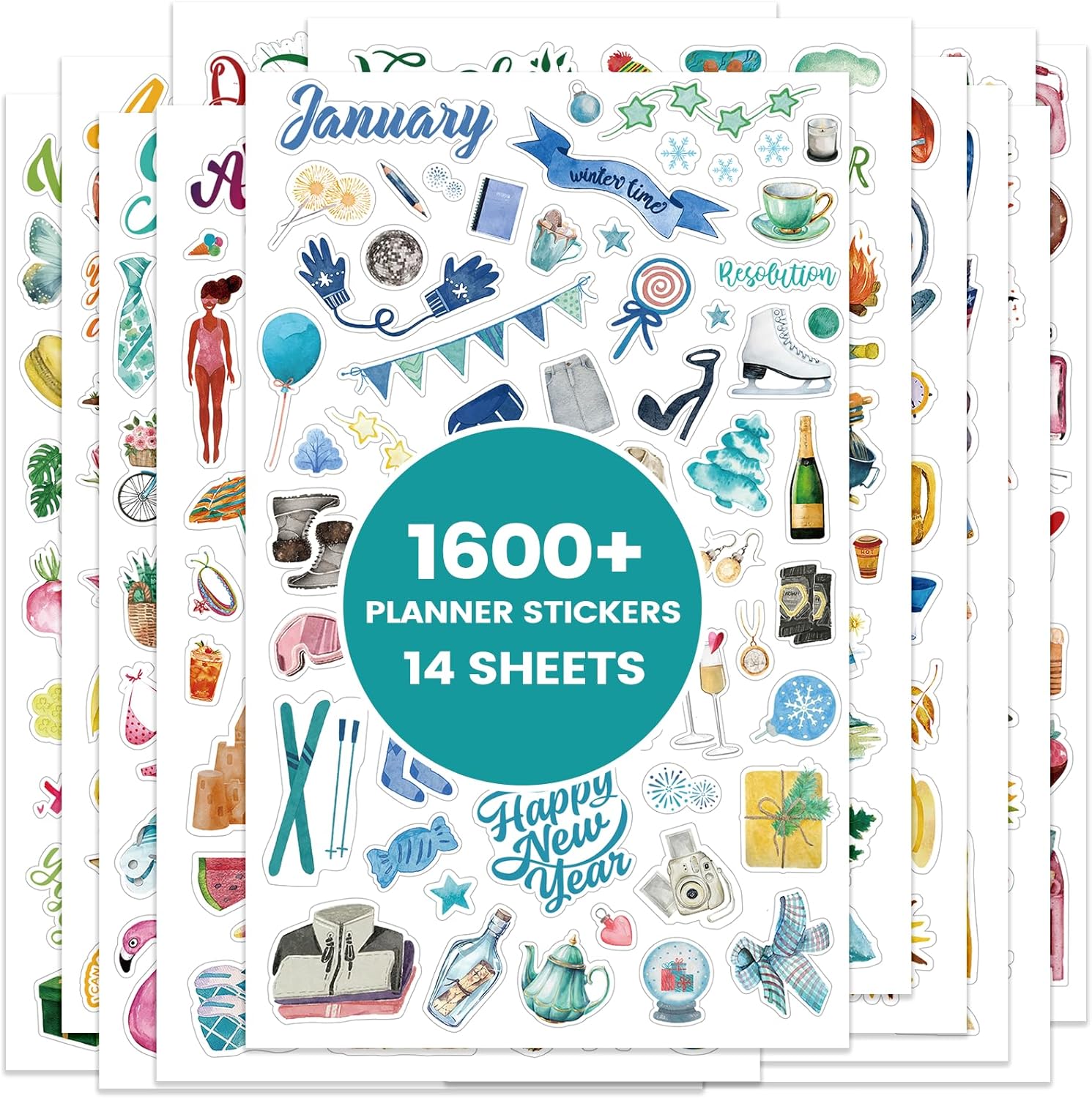 Amazon.com: Planner Stickers - 12 Monthly Calendar Stickers for ...