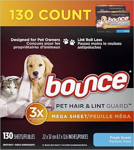 Amazon.com: Bounce Pet Hair and Lint Guard Mega Dryer Sheets with 3X ...