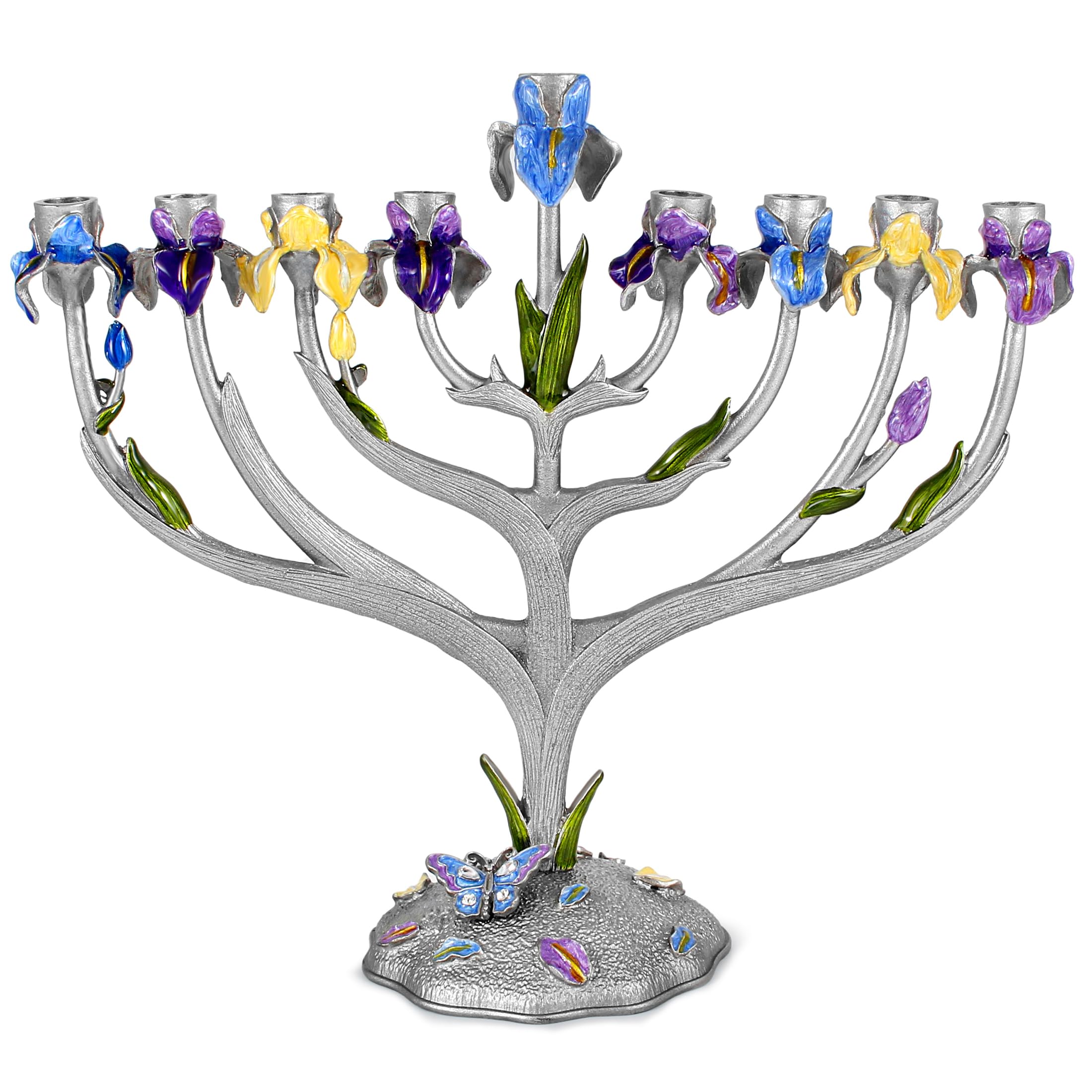 Amazon.com: Zion Judaica Artistic Iris Flower Menorah with Intricate ...
