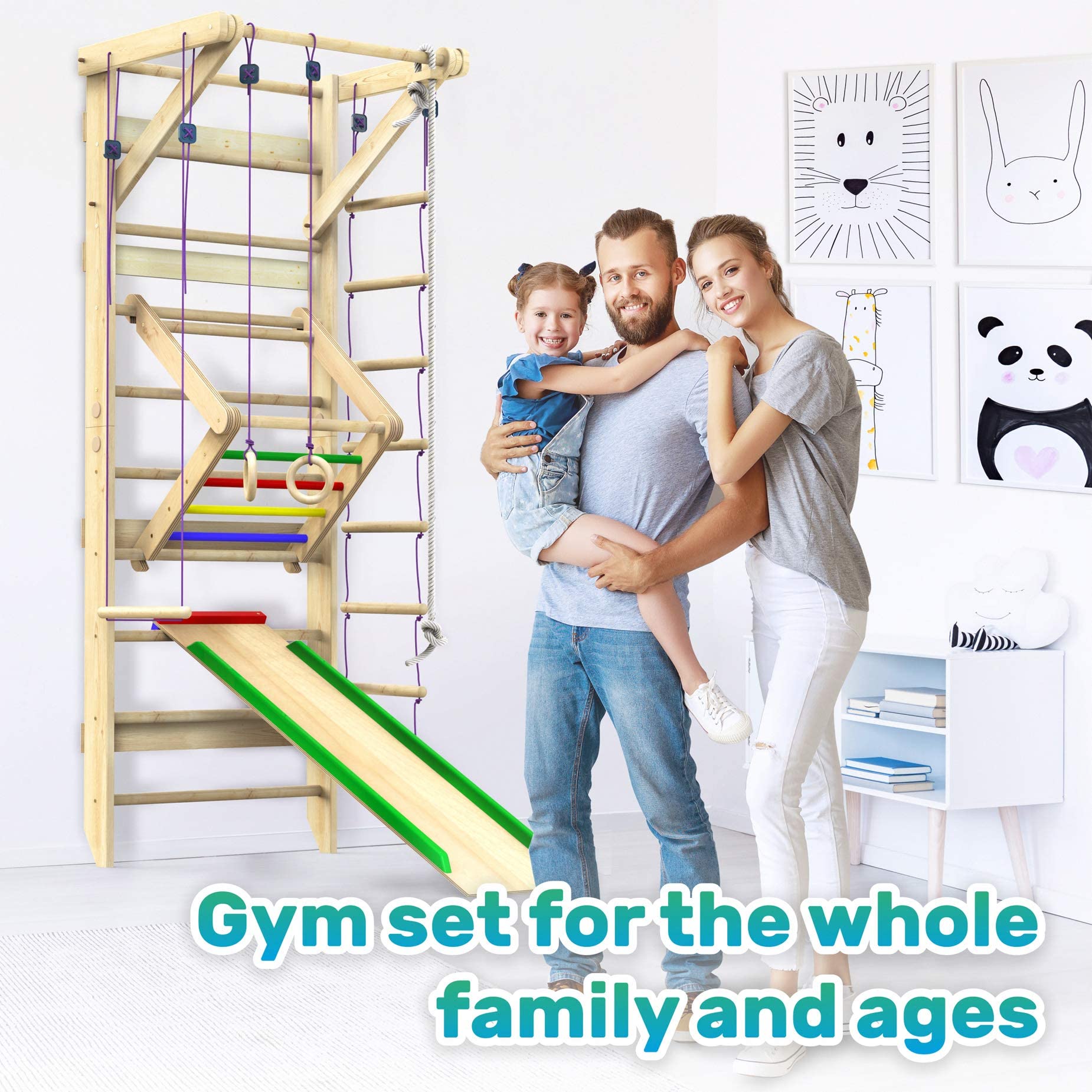 Buy WEDANTA Wooden Swedish Ladder Wall Set – Kids Stall Bars for ...