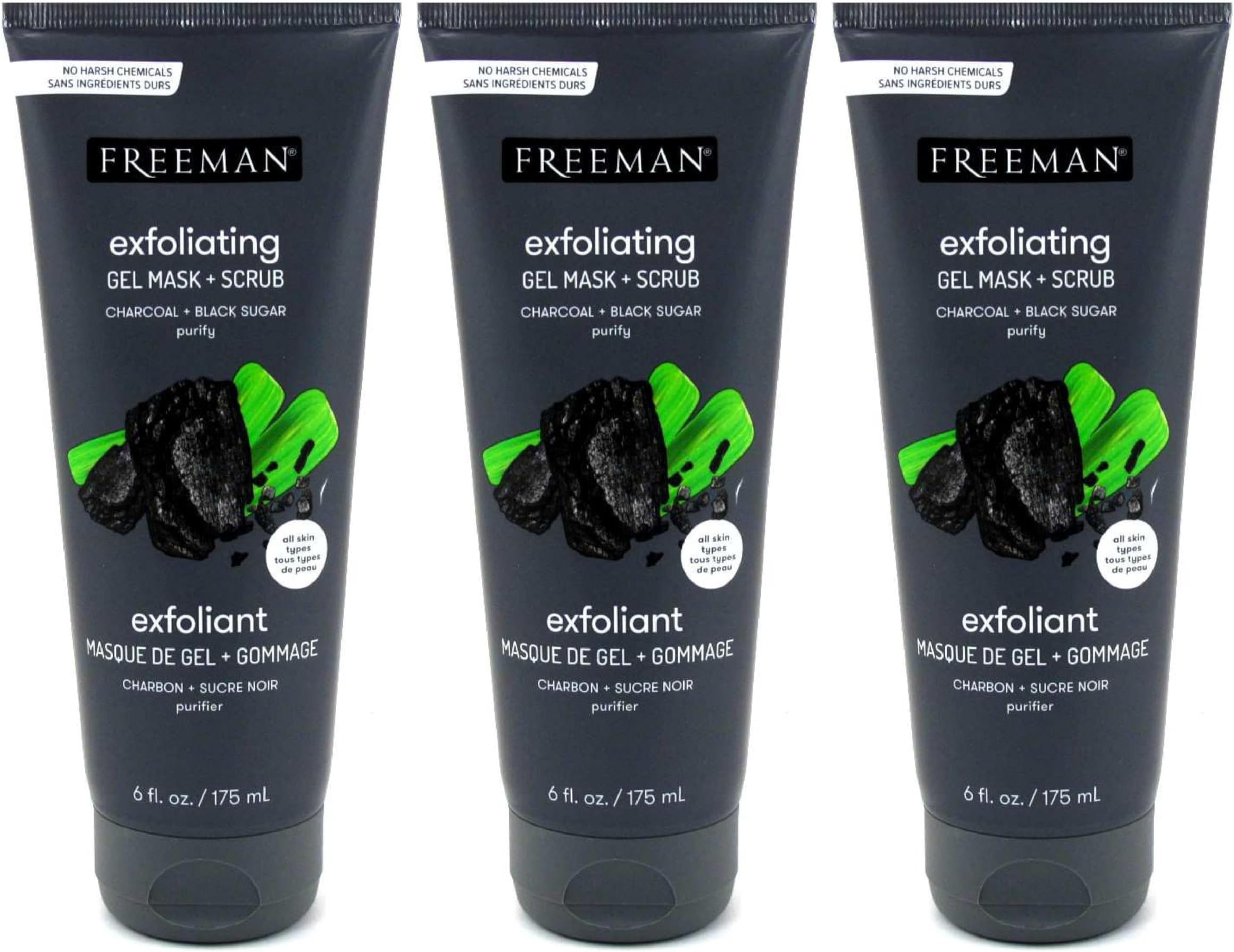 Amazon.com : Freeman Facial Charcoal & Black Sugar Polish Mask, 3 Count ...