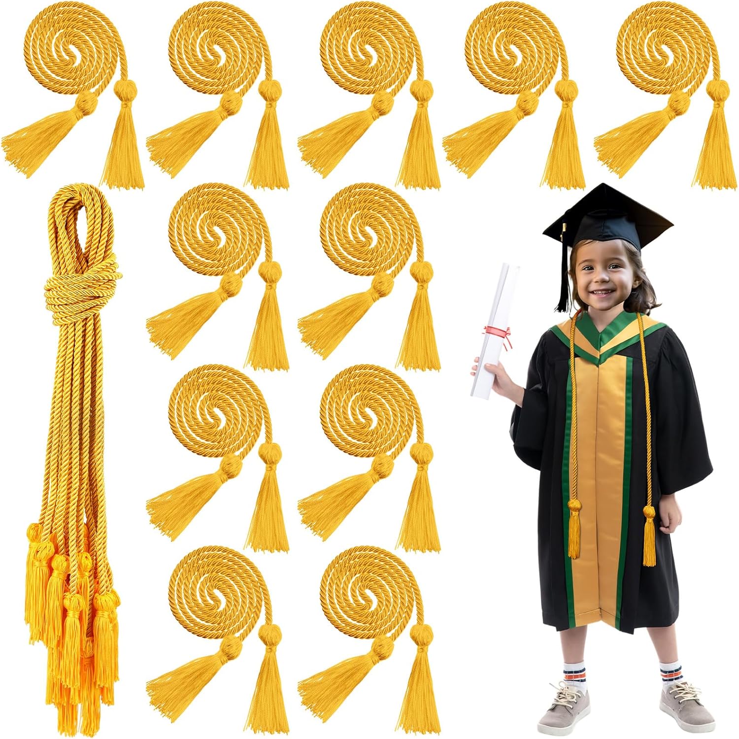 Amazon.com: Ribbonlic 12 Pcs Preschool Graduations Honor Cord 50 Inch ...