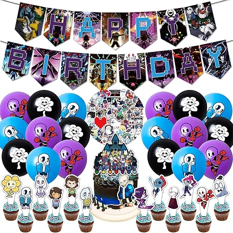 Amazon.com: 82 pcs Undertale birthday party supplies, including cake ...
