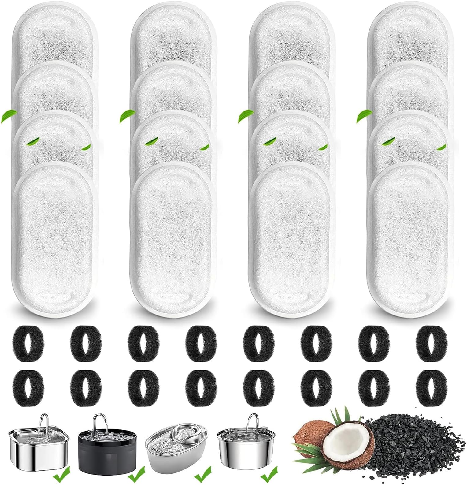 32PCS Cat Water Fountain Filter,Cat Drink Water Filter Sponge,Pet ...