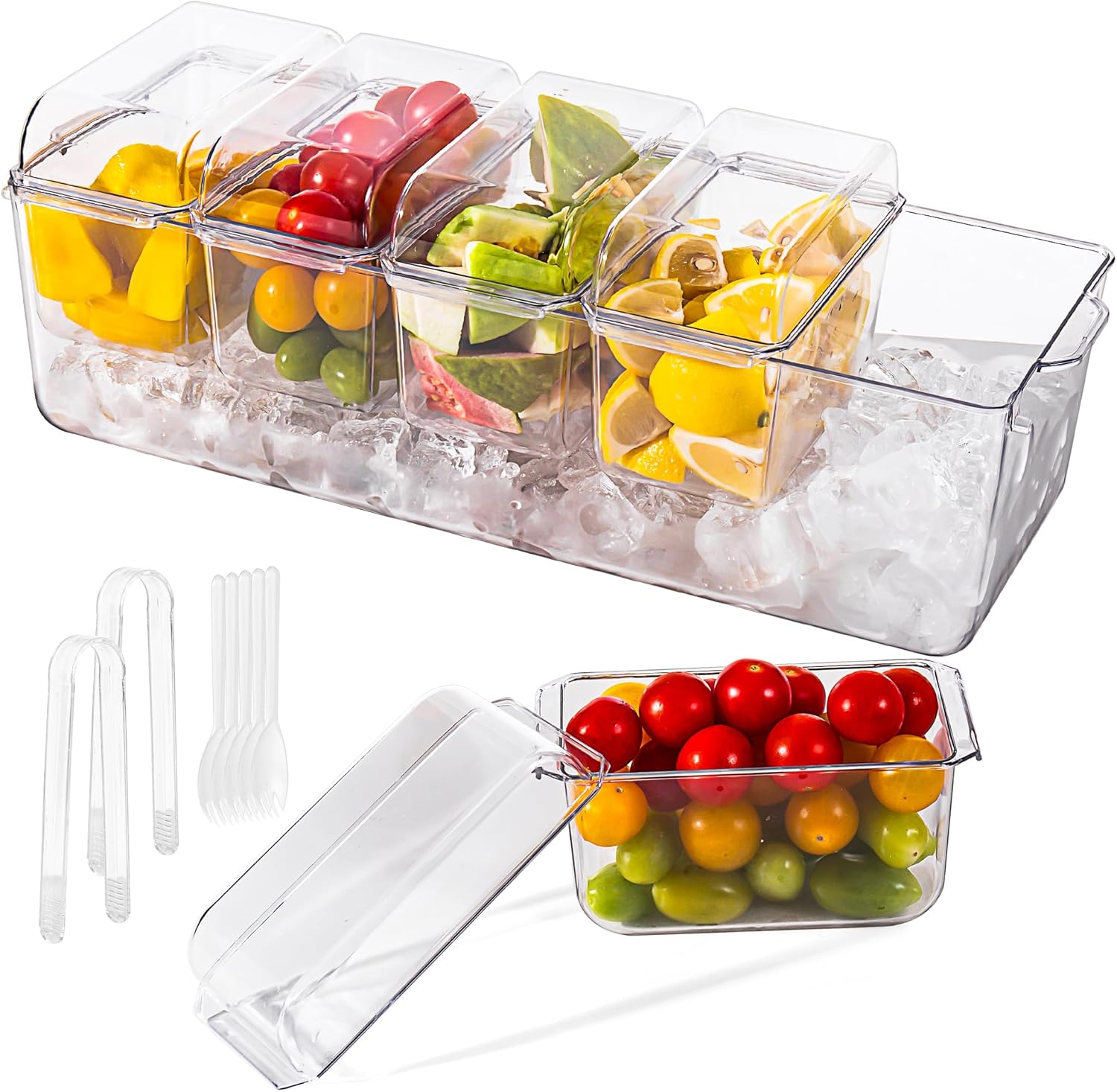 Vencier Ice-Chilled Condiment Server with 5 Removable Containers ...