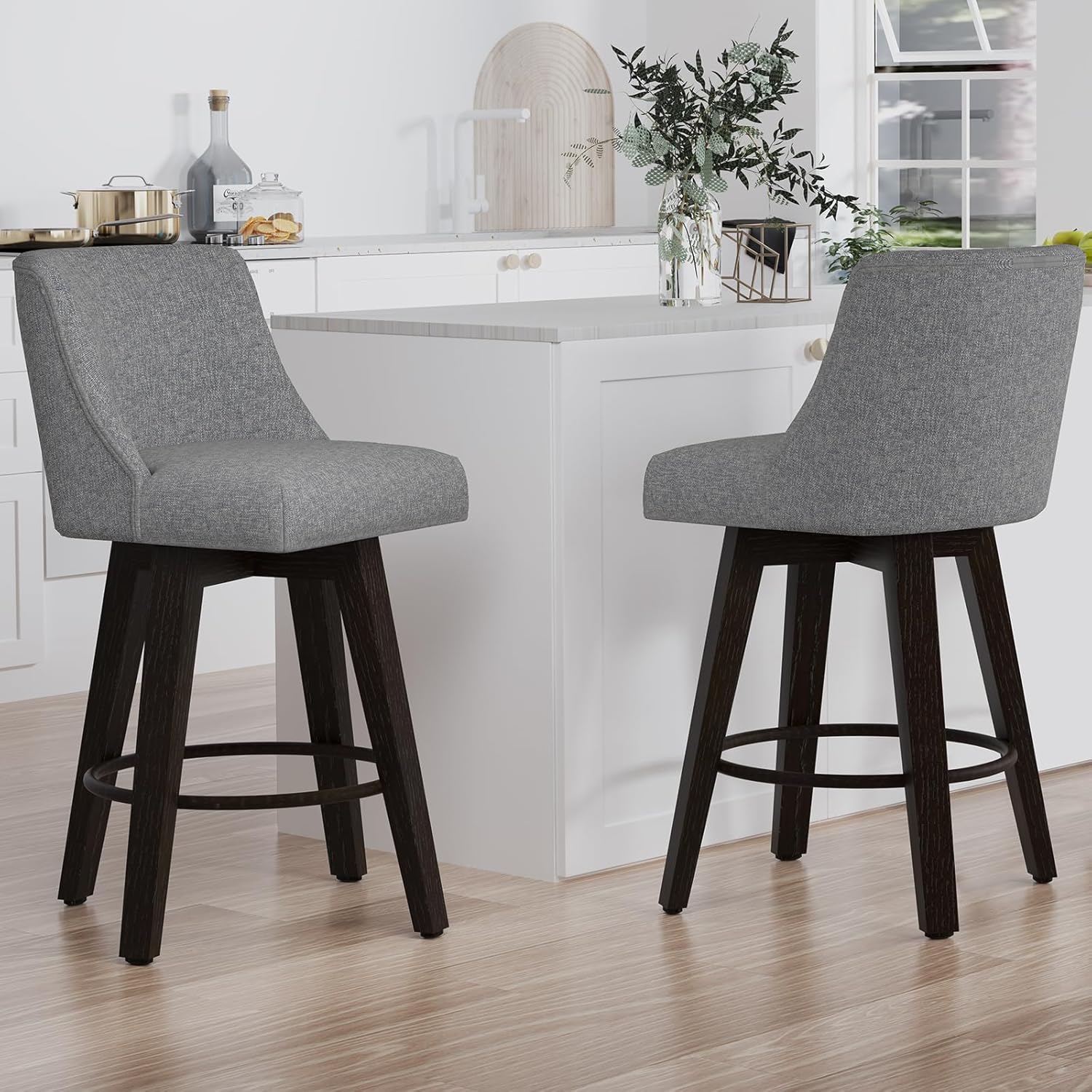 Amazon.com: Counter Height Bar Stools Set of 2, 26 inch 360° Swivel Bar ...