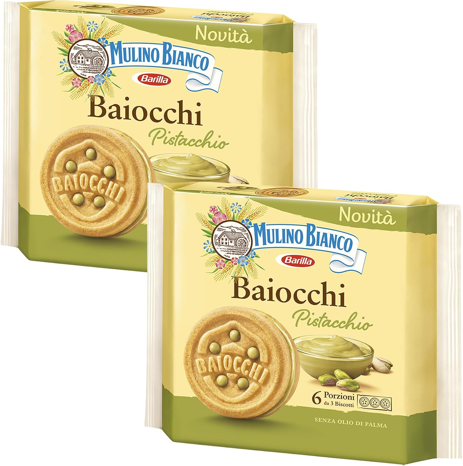Mulino Bianco Baiocchi Pistacchio 168g Italian Biscoti Cookies | Soft ...