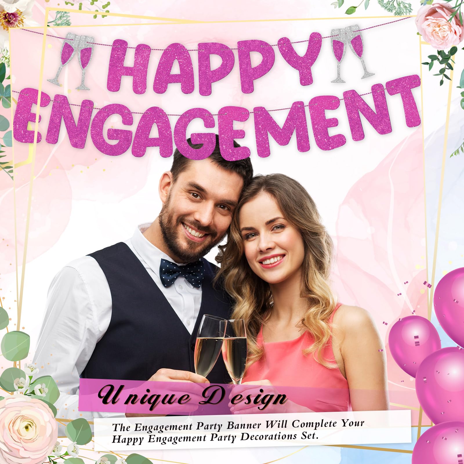 Hot Pink Congratulations Engagement Graphics Engraved Engagement