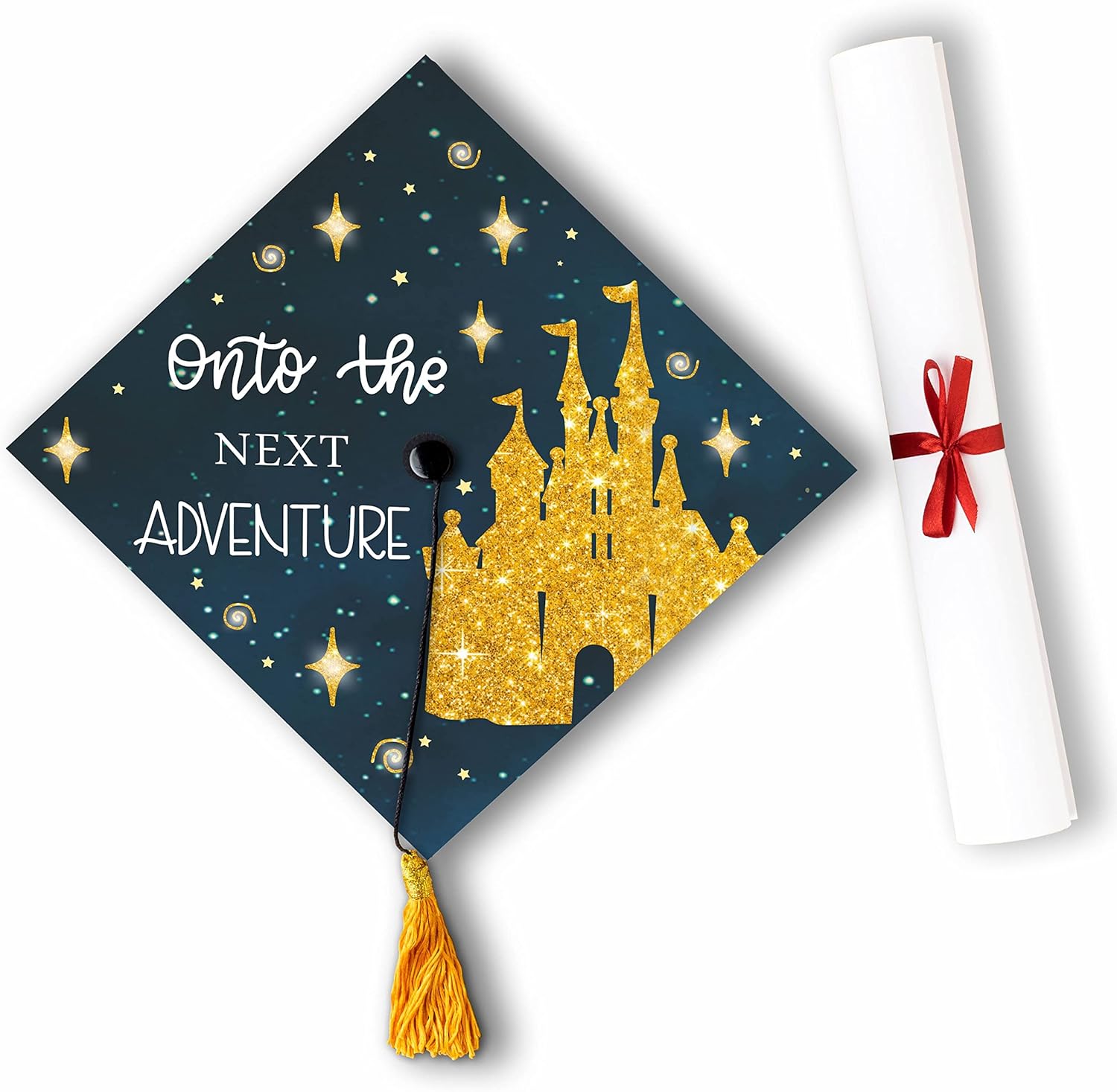 Amazon.com: Graduation Cap Topper - On To The Next Adventure - Castle ...