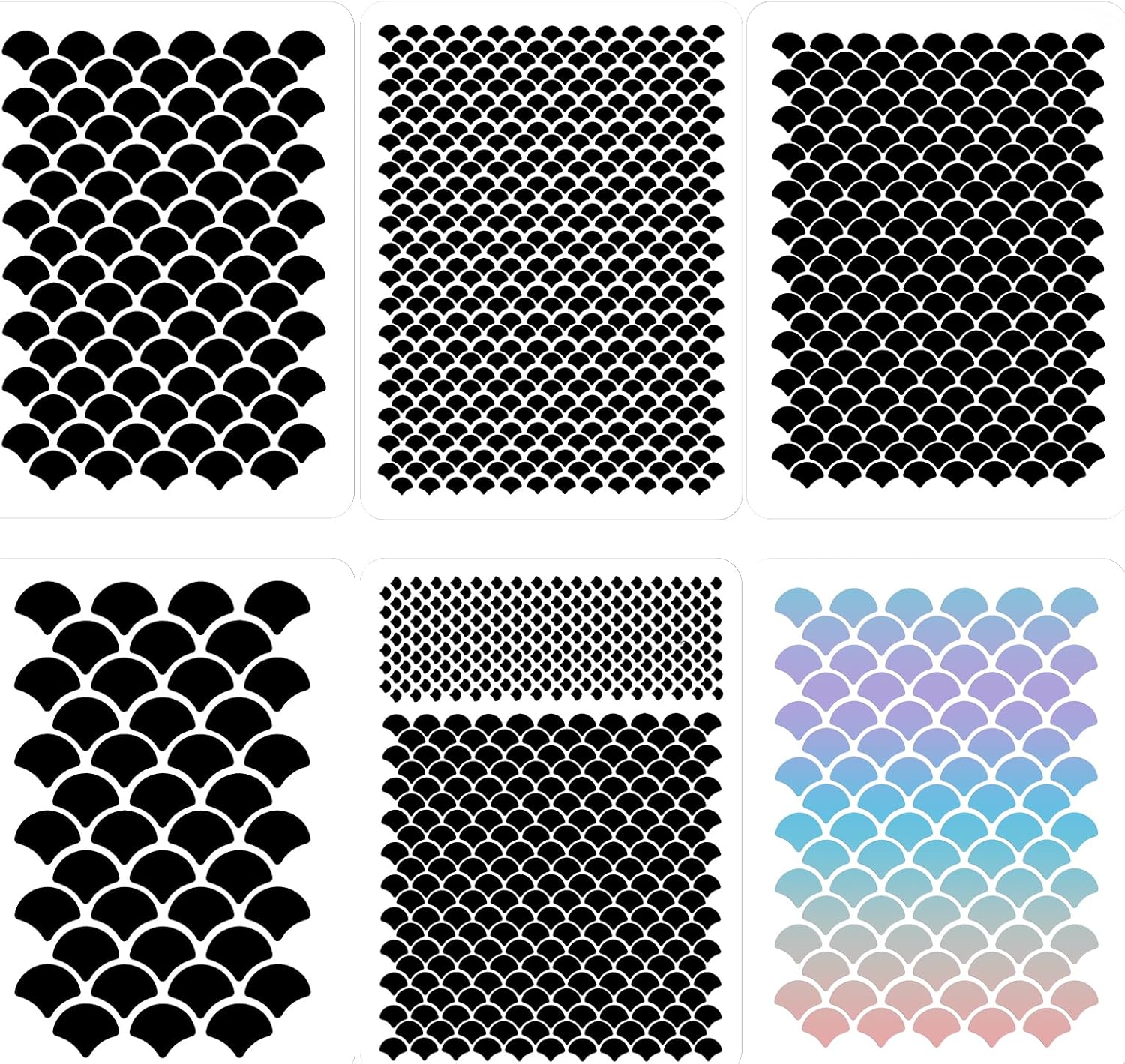 Amazon.com : Mermaid Scale Stencil 8x6 Fish Scales Stencil Reusable ...