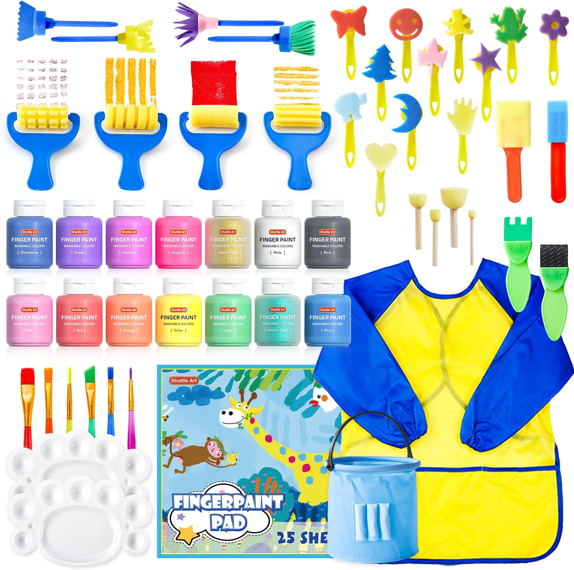 Amazon.com: KEFF Kids and Toddler Paint Set - 33 Piece Painting Set for ...