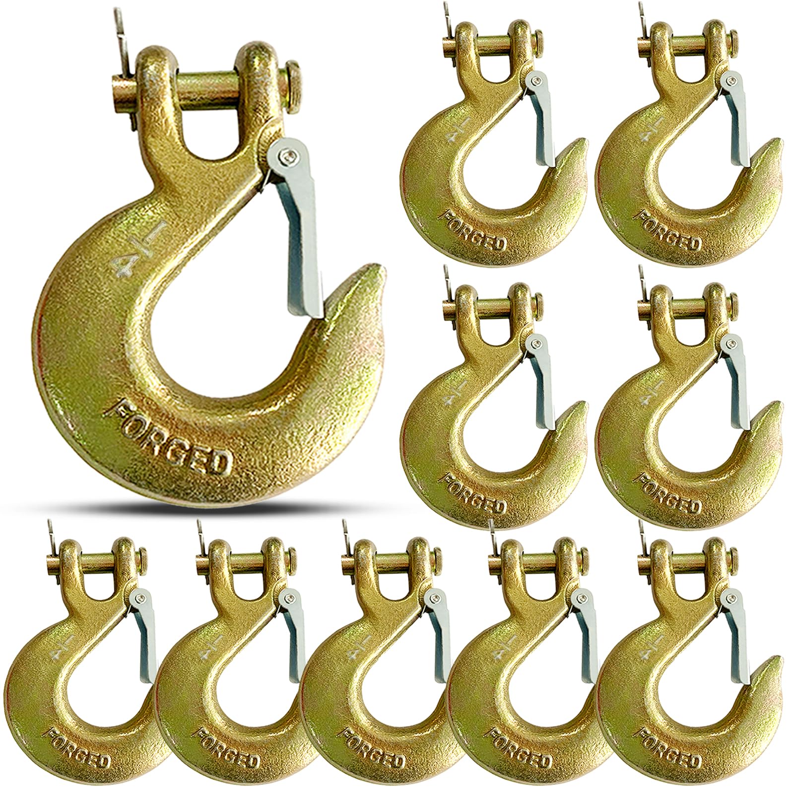 Snapklik.com : 1/4" Clevis Slip Hook, 10 Pack Heavy Duty G70 Steel ...