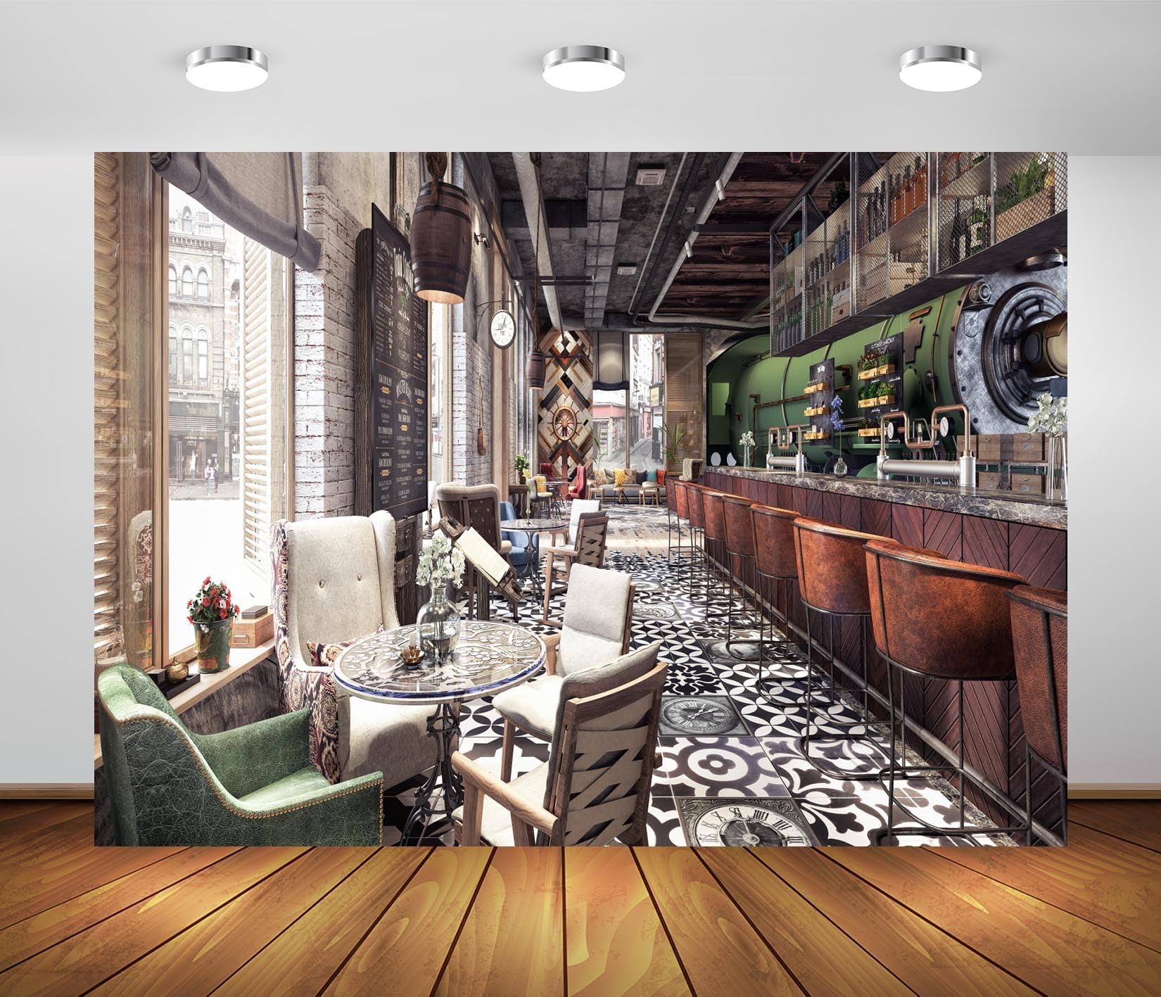 Amazon.com : BELECO 7x5ft Fabric Luxury Bar Restaurant Backdrop Cafe ...