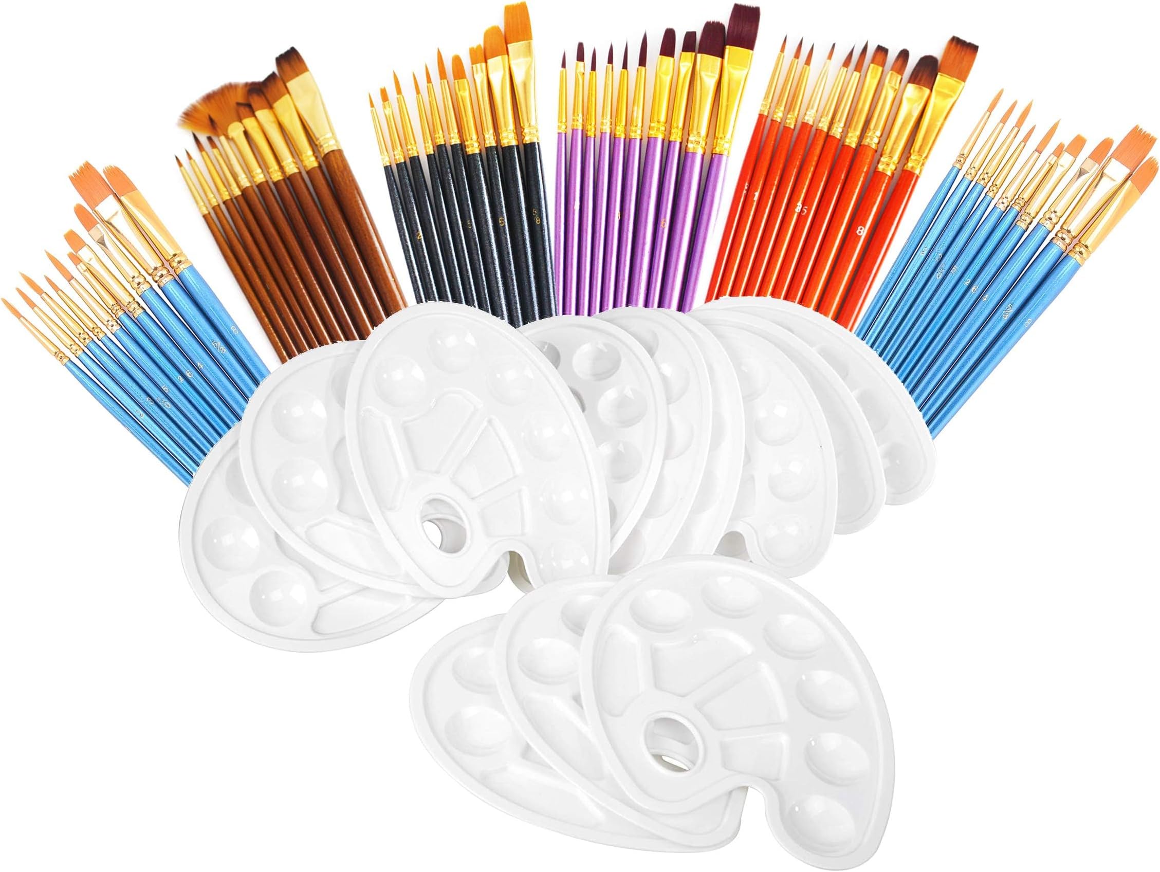 Amazon.com: ESRICH Acrylic Paint Brushes Set, 10 Packs/ 100 Pcs ...