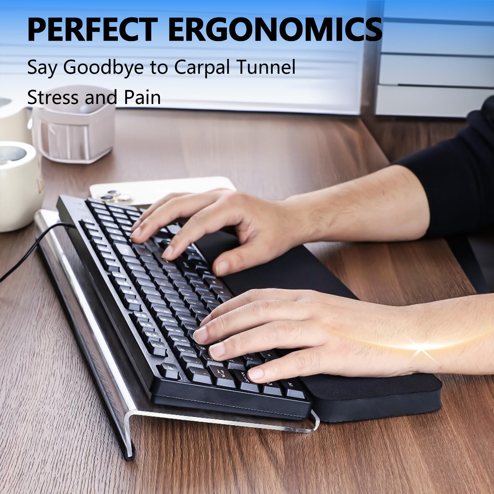 Snapklik.com : Clear Keyboard Wrist Rest And Keyboard Stand Set ...