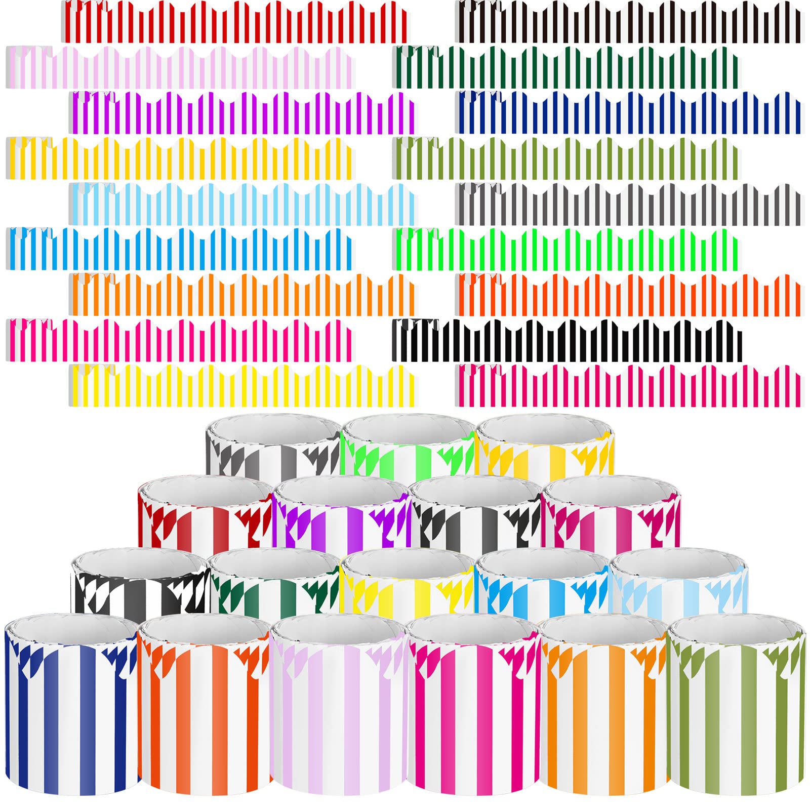 Buy 18 Packs Scalloped Bulletin Board Borders in 18 Colors, 300 Feet ...