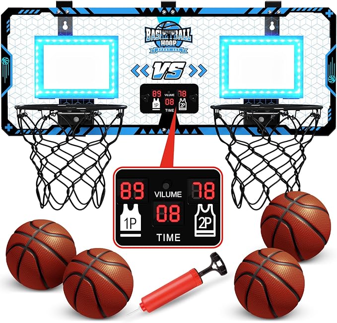 Amazon.com: 2 Player Basketball Hoop Indoor, Over The Door Basketball ...