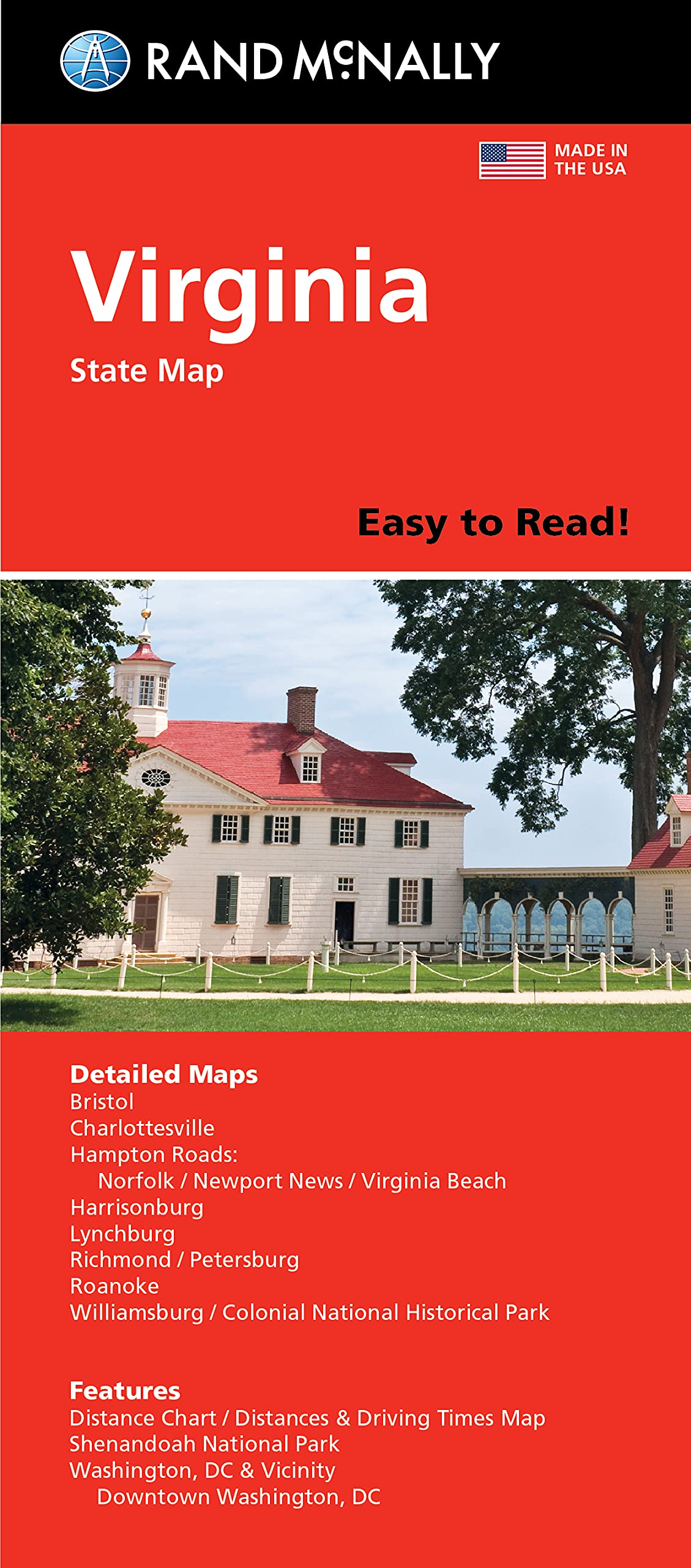 Rand Mcnally Easy To Read Folded Map Virginia State Map | Desertcart INDIA