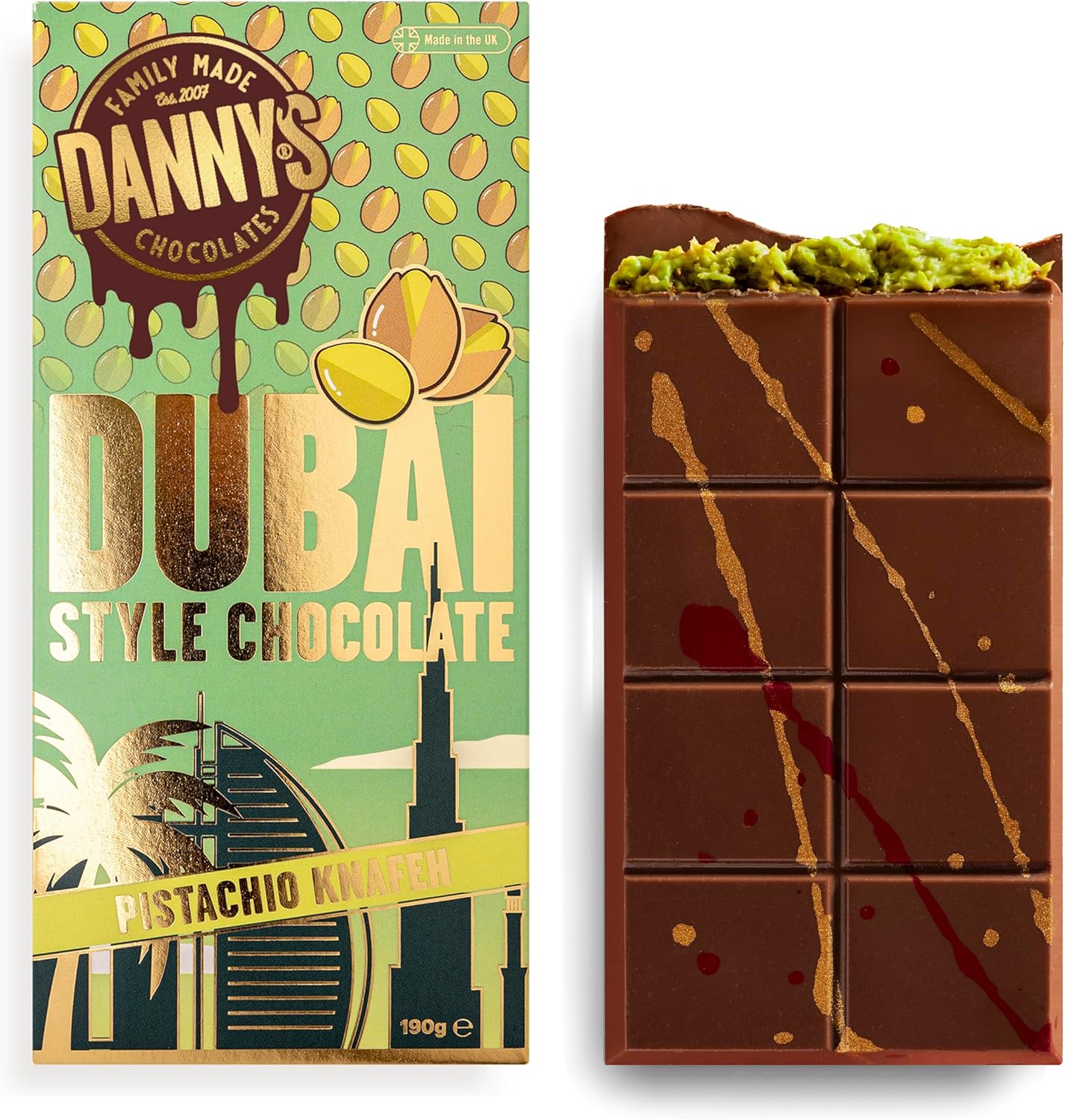 Dubai Style Pistachio Chocolate Bar - 190g | Filled with Pistachio ...