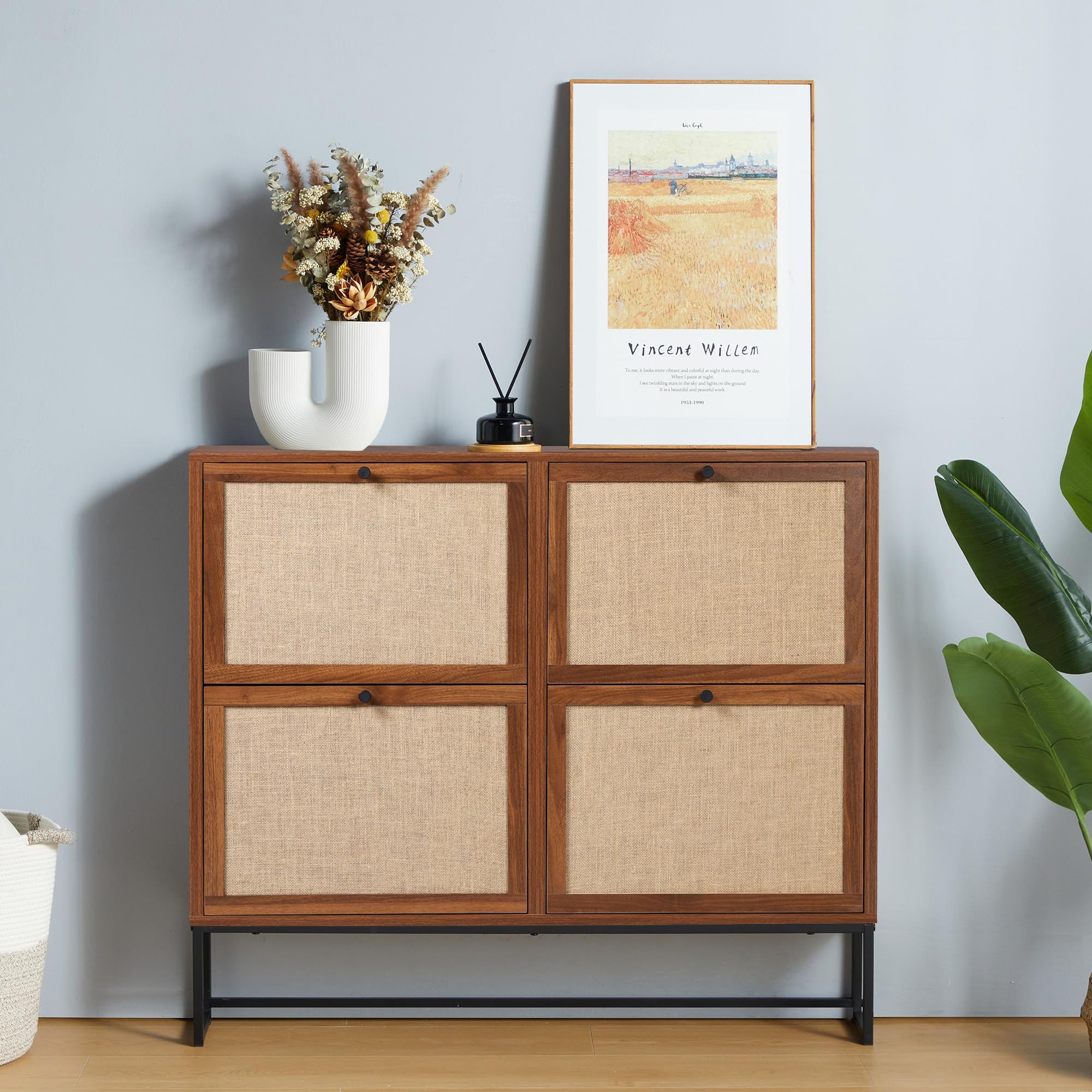 Amazon.com: Accent Shoe Cabinet with 4 Flip Drawers, Shoe Rack Storage ...