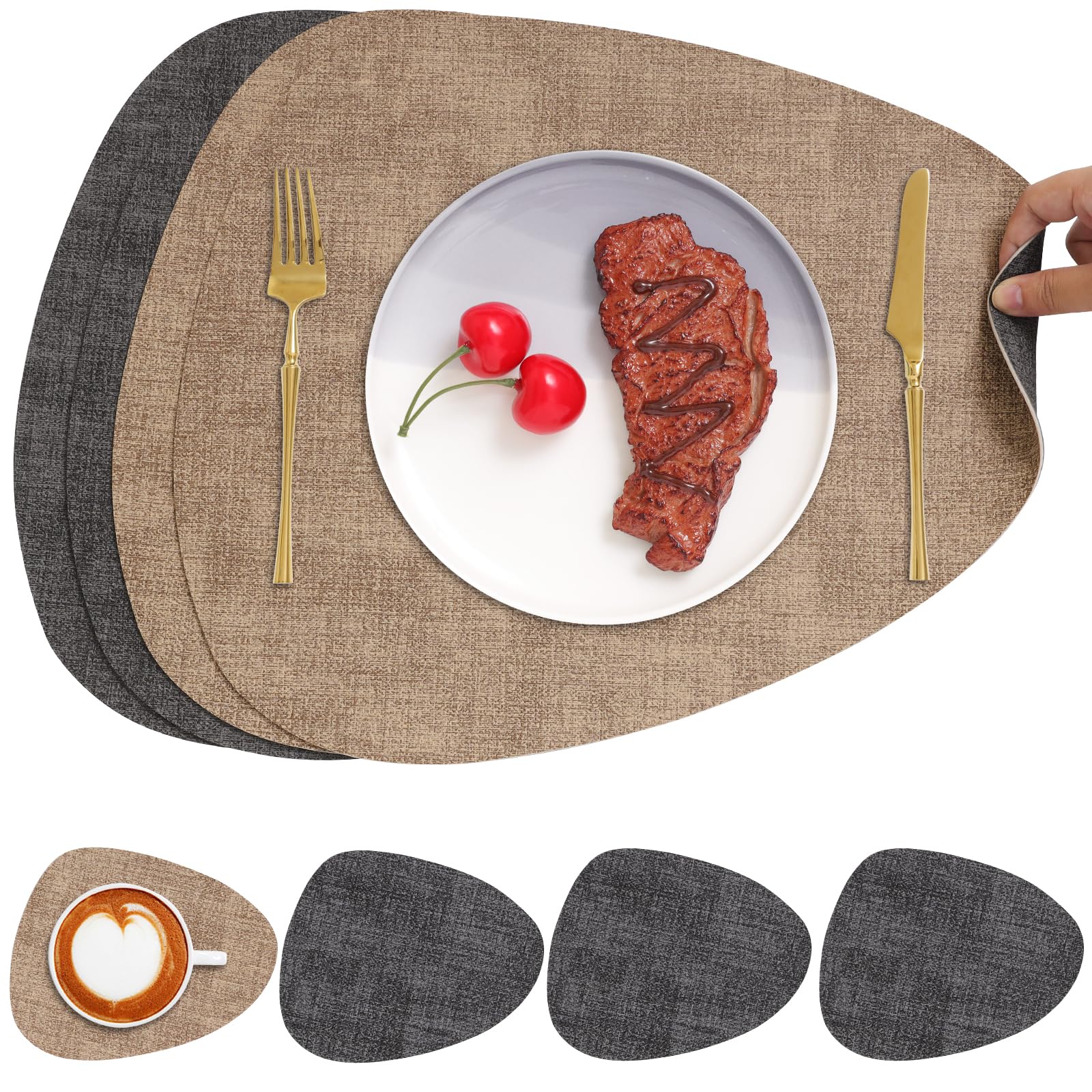 Amazon.com: Chitomars Placemats and Coasters, Washable Reversible ...