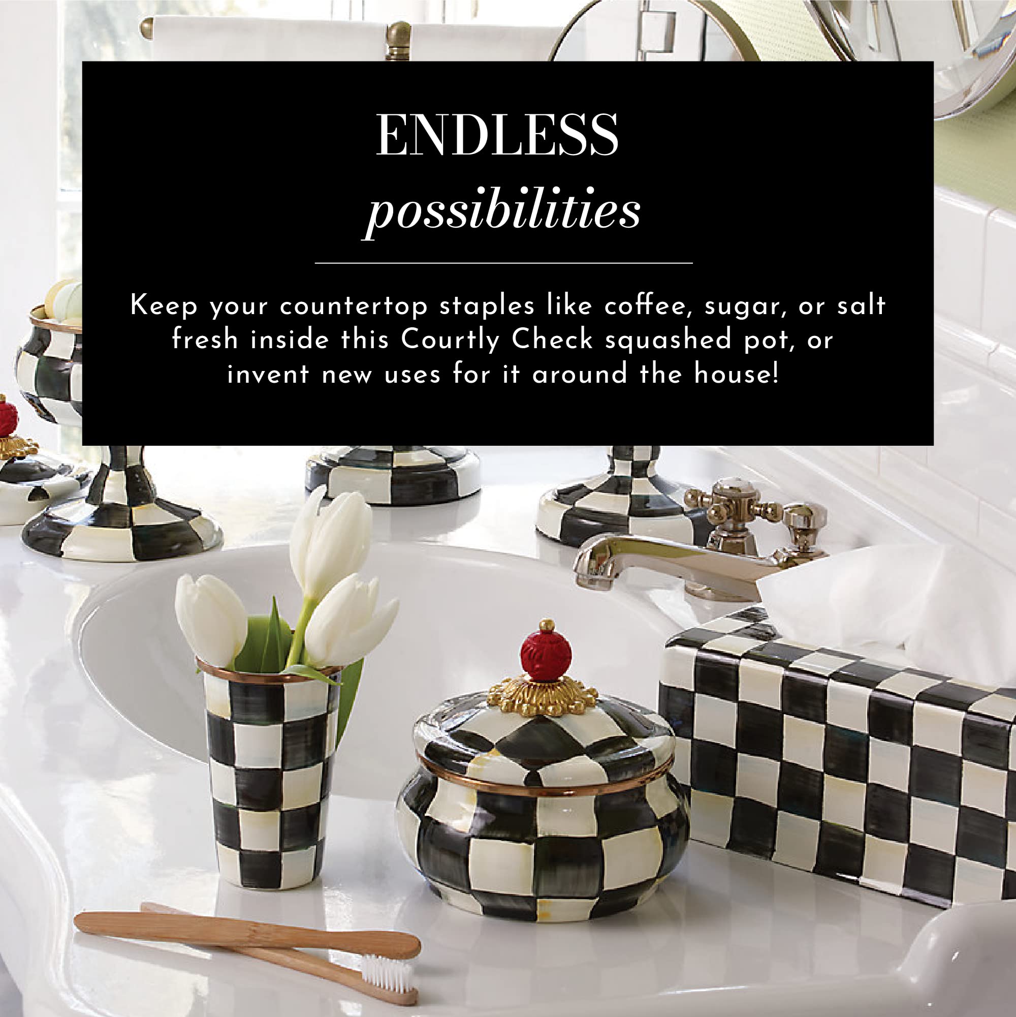 Snapklik.com : MACKENZIE-CHILDS Courtly Check Squashed Pot
