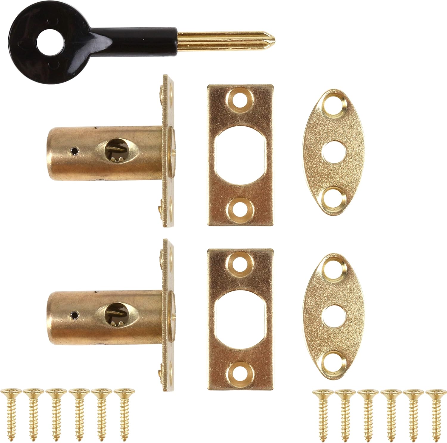 2X Brass Plated Deadbolts & Star Key for Extra Door or Window Security ...