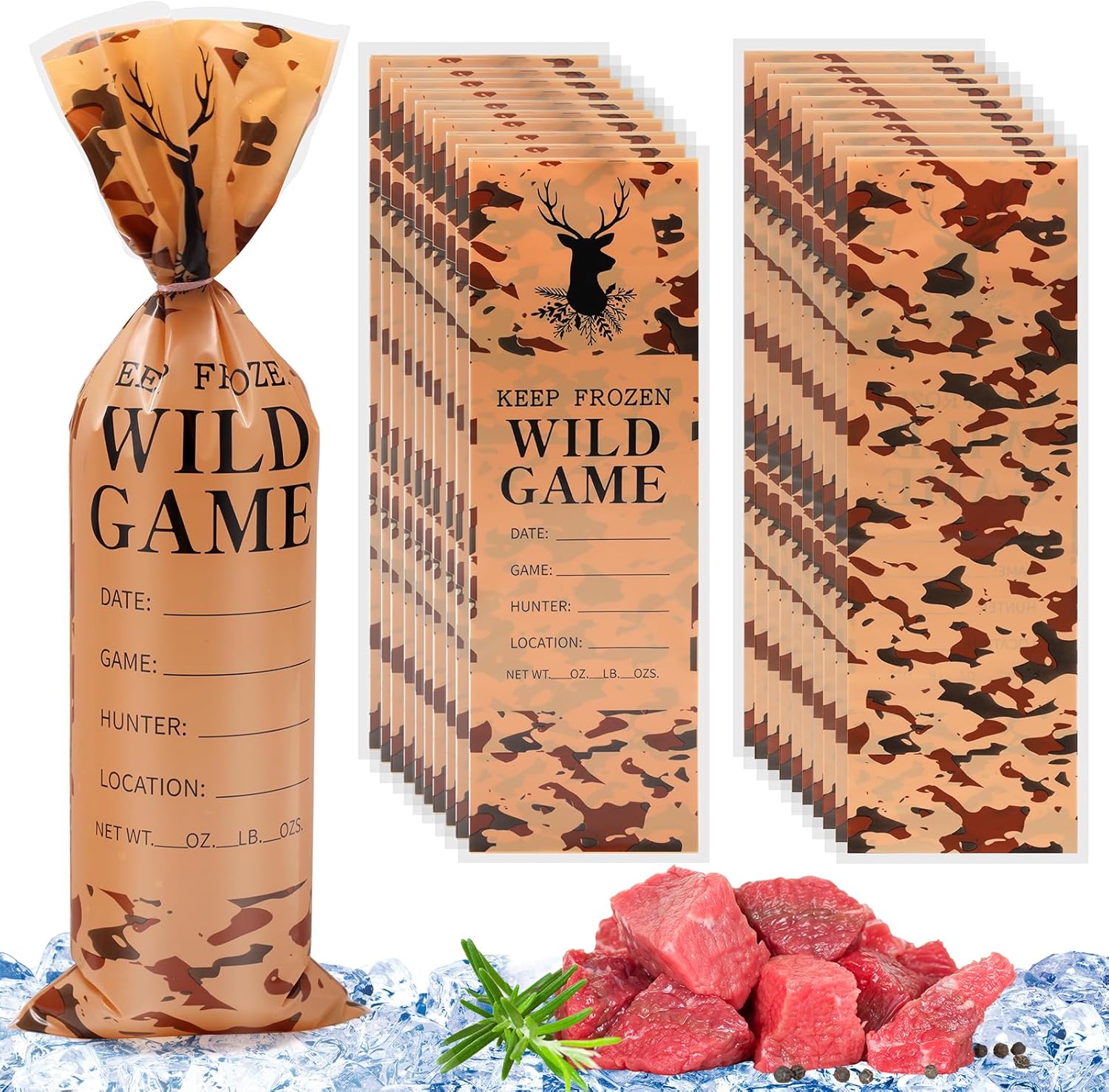 Amazon.com: Anglekai 80P/ 120P Game Wild Meat Bags for Freezer, Thick ...